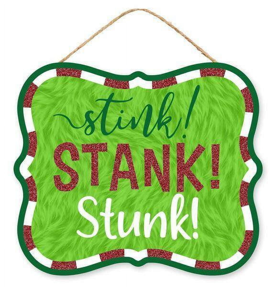 Craig Bachman 10" Wooden Sign: Stink Stank Stunk - Christmas Wreath ...