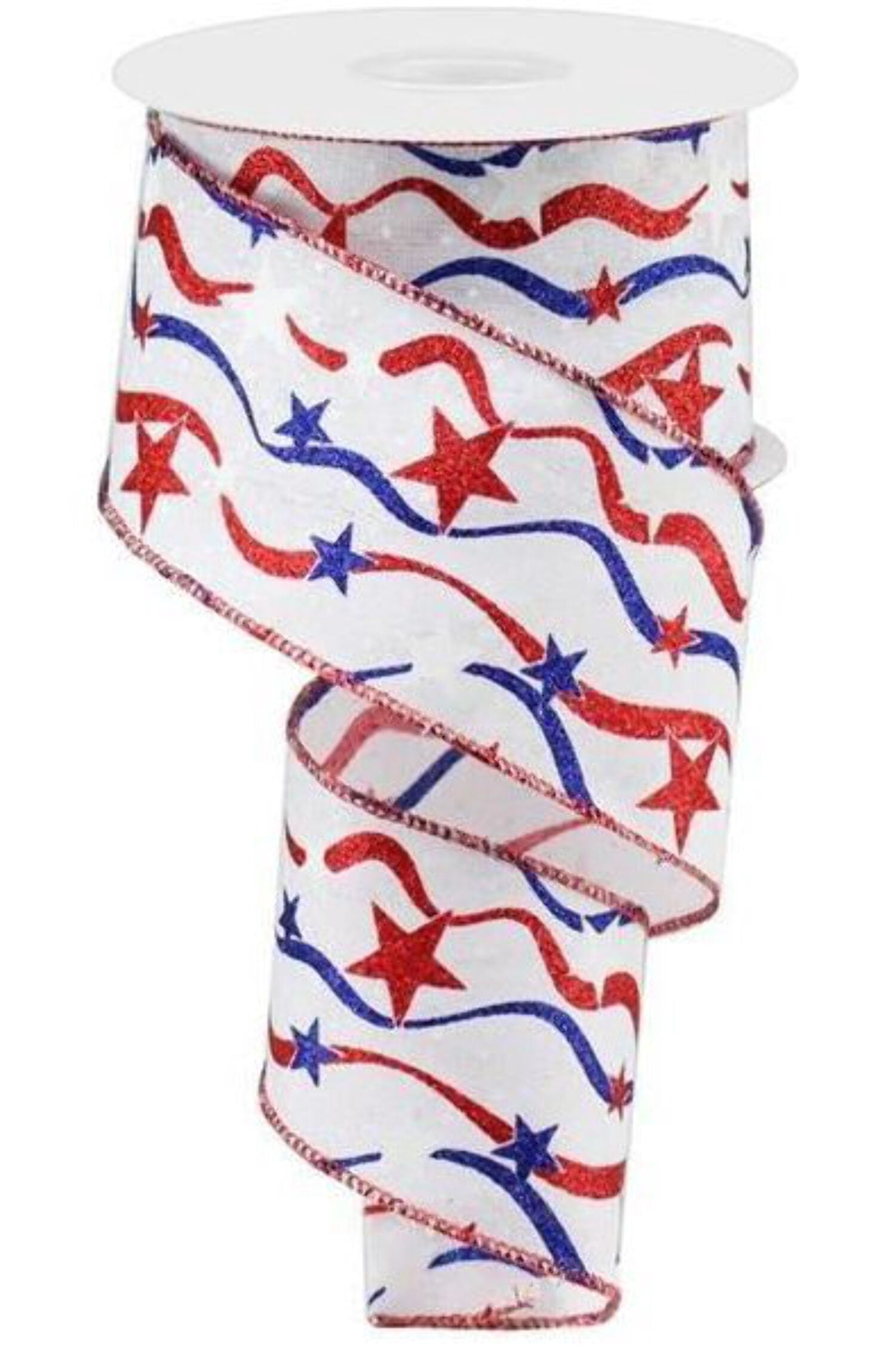 Craig Bachman 2.5 Inch Stars and Wavy Stripes Royal Canvas Ribbon ...