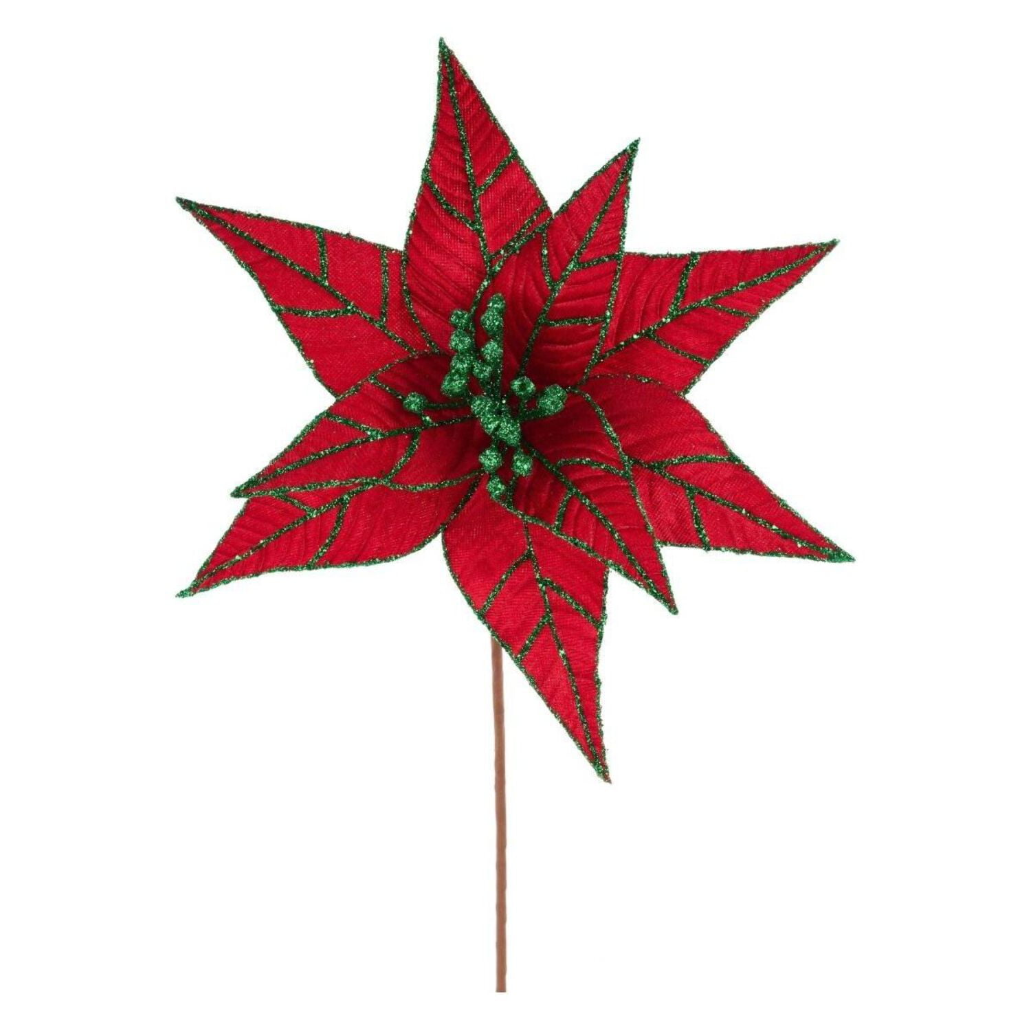 9.5" Red Velvet Poinsettia Stem - Walmart.com