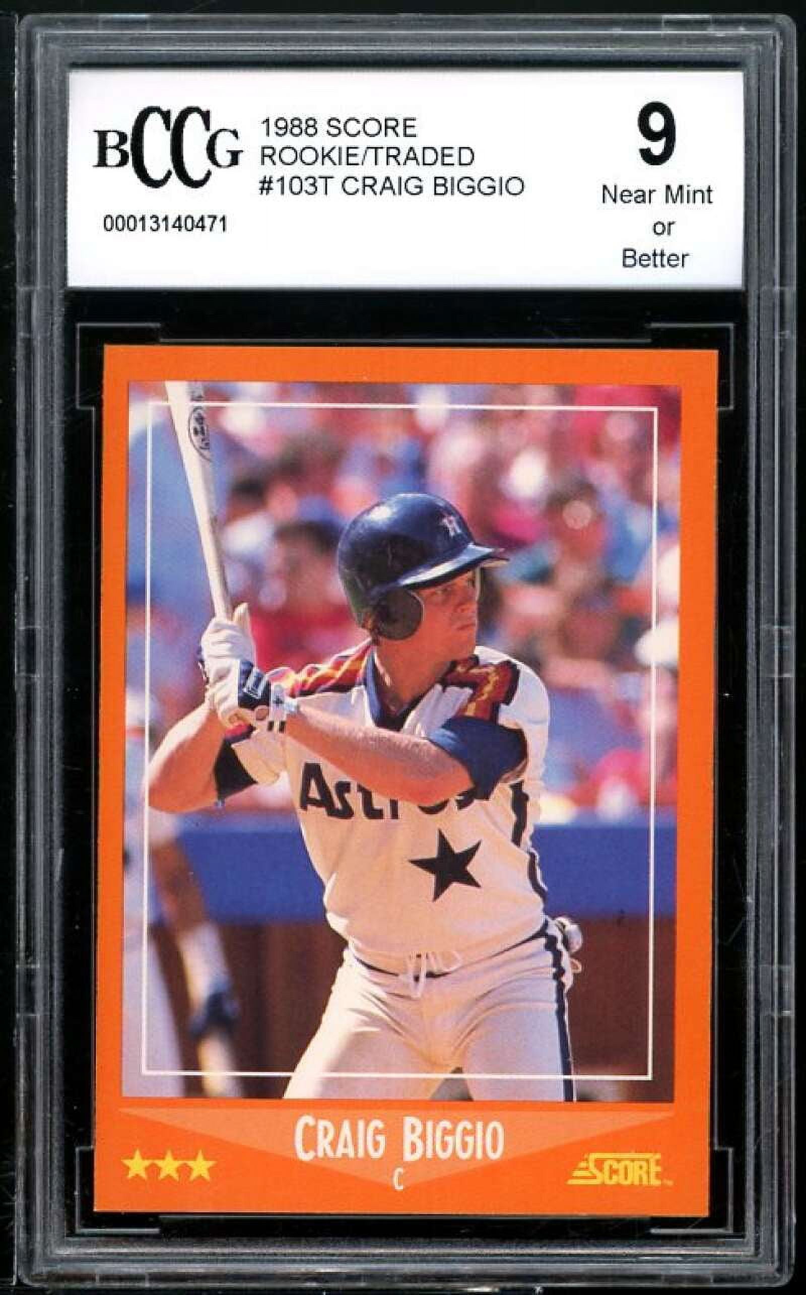 Craig Biggio Rookie Card 1988 Score Rookie/Traded #103T BGS BCCG 9 ...