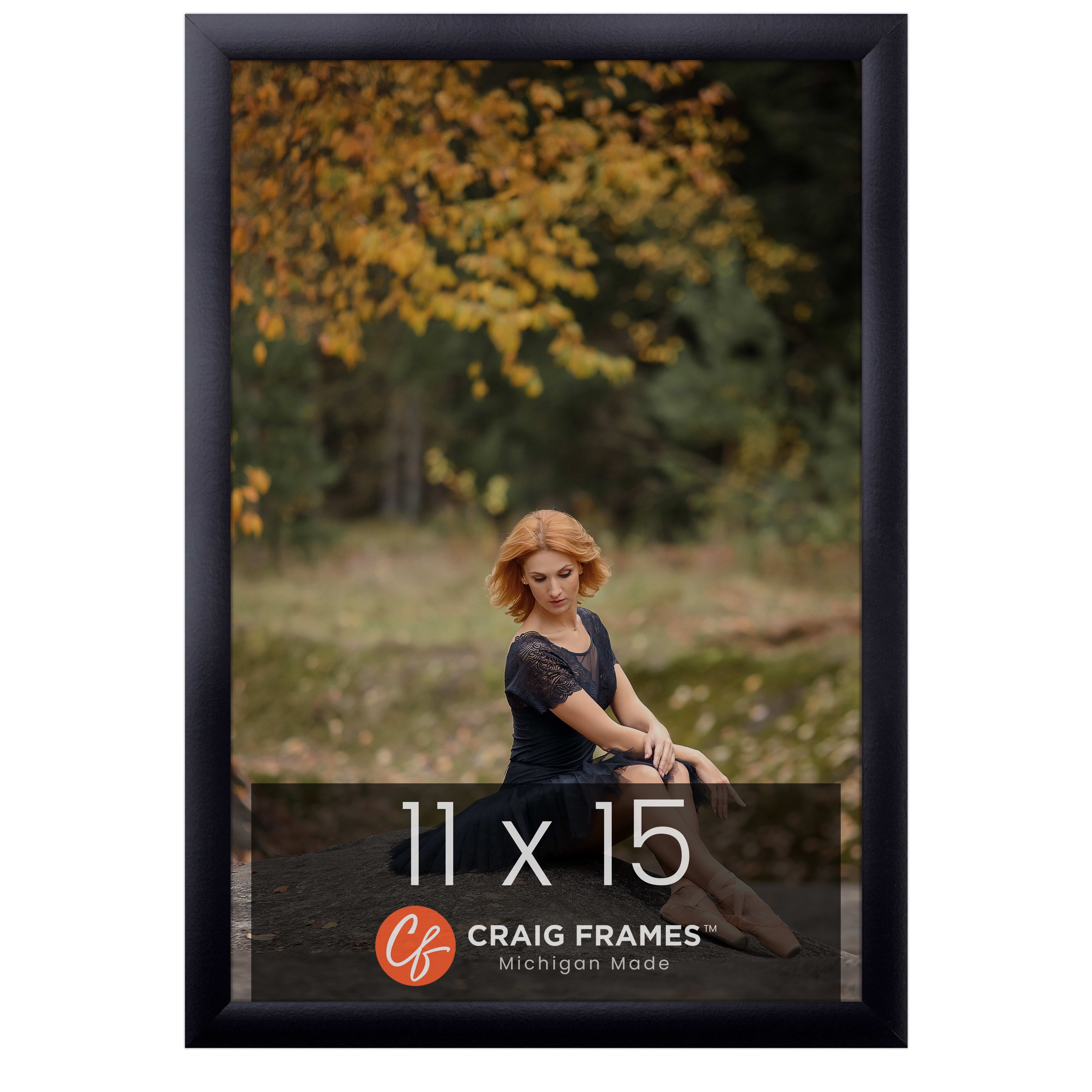 Craig Frames 11x15 Picture Frame - Black Style 1"WB3 1 Inch MDF ...