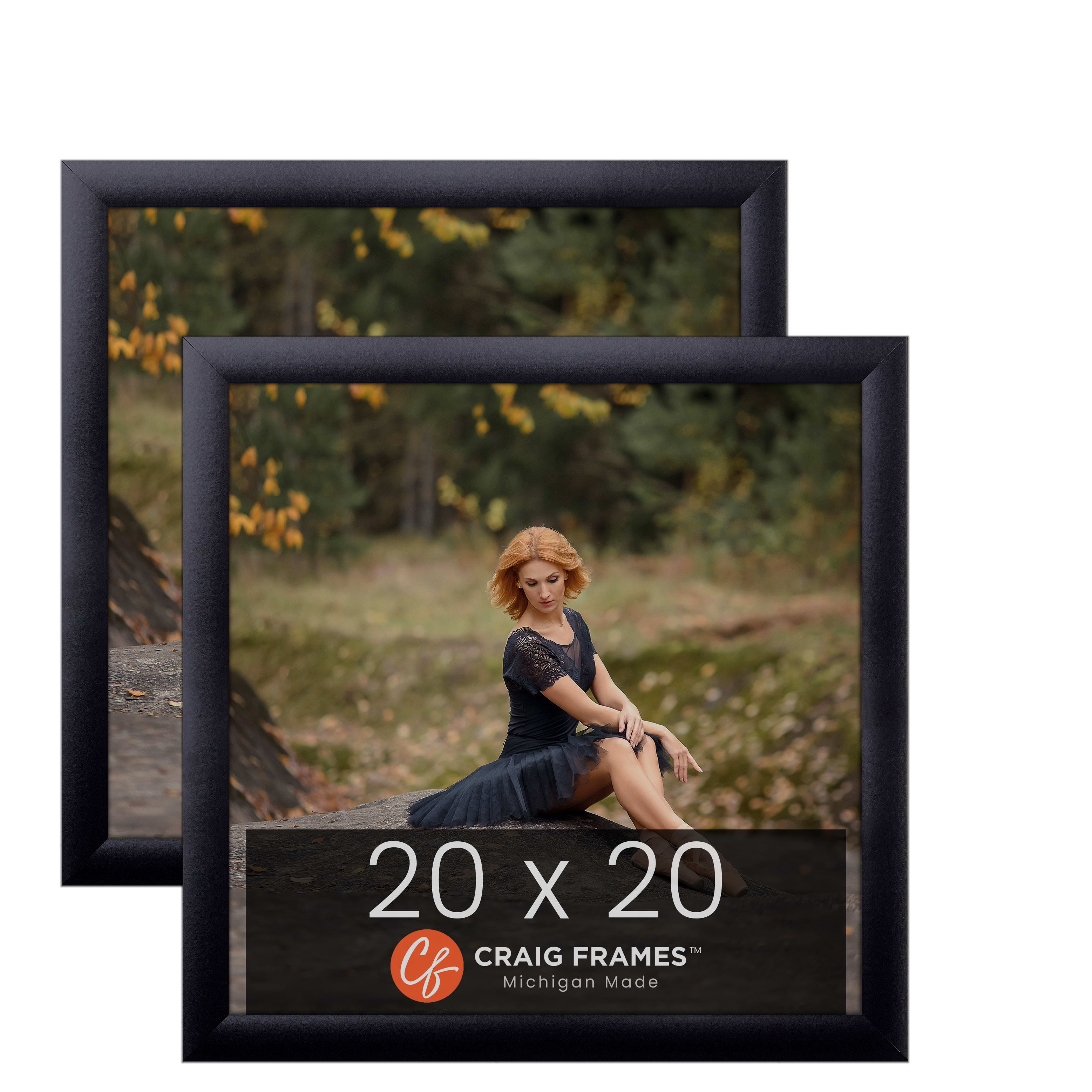 Craig Frames 20x20 Black Picture Frame 1-Inch Wide Smooth Black Gallery ...