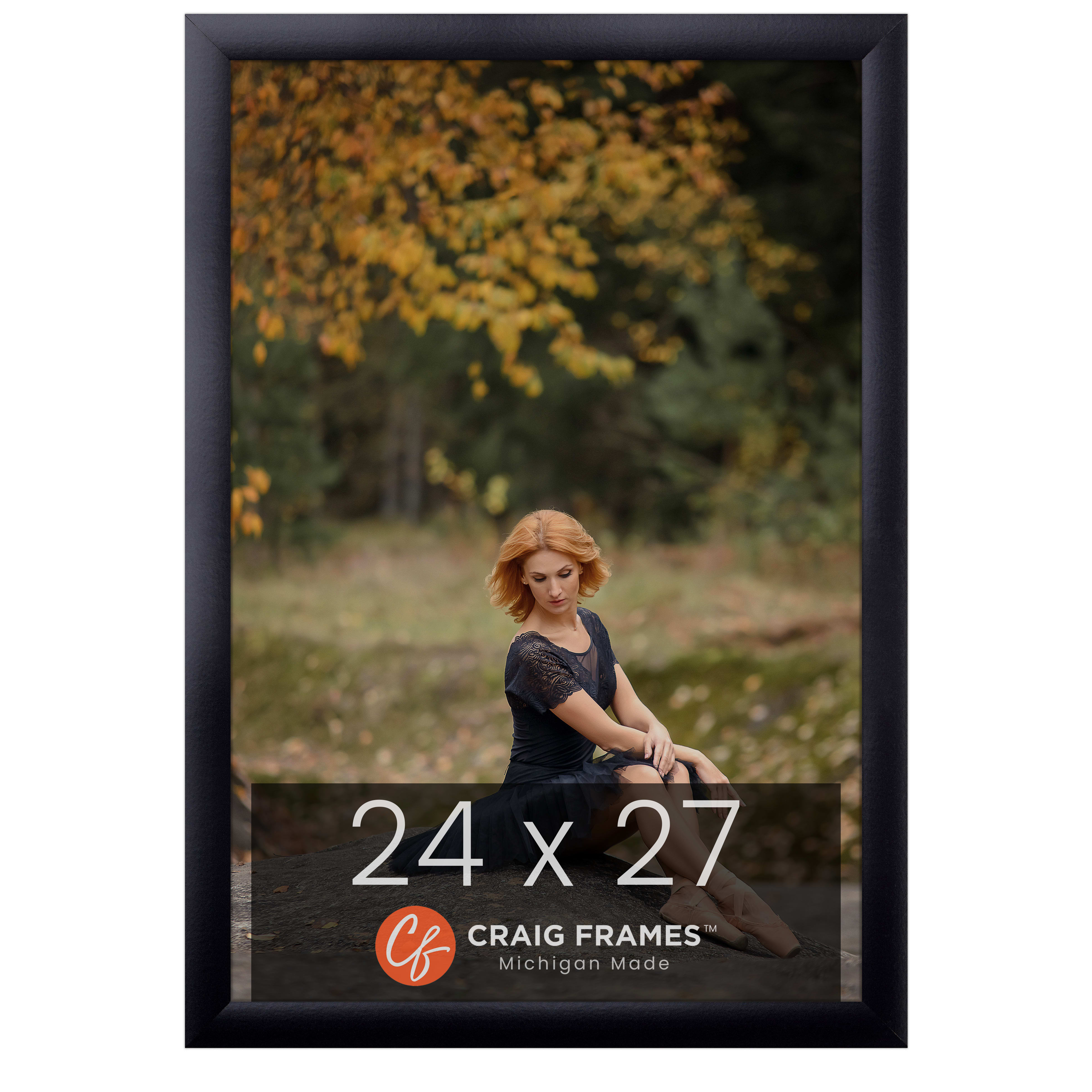 Craig Frames 24x27 Black Picture Frame 1-Inch Wide Smooth Black Gallery ...