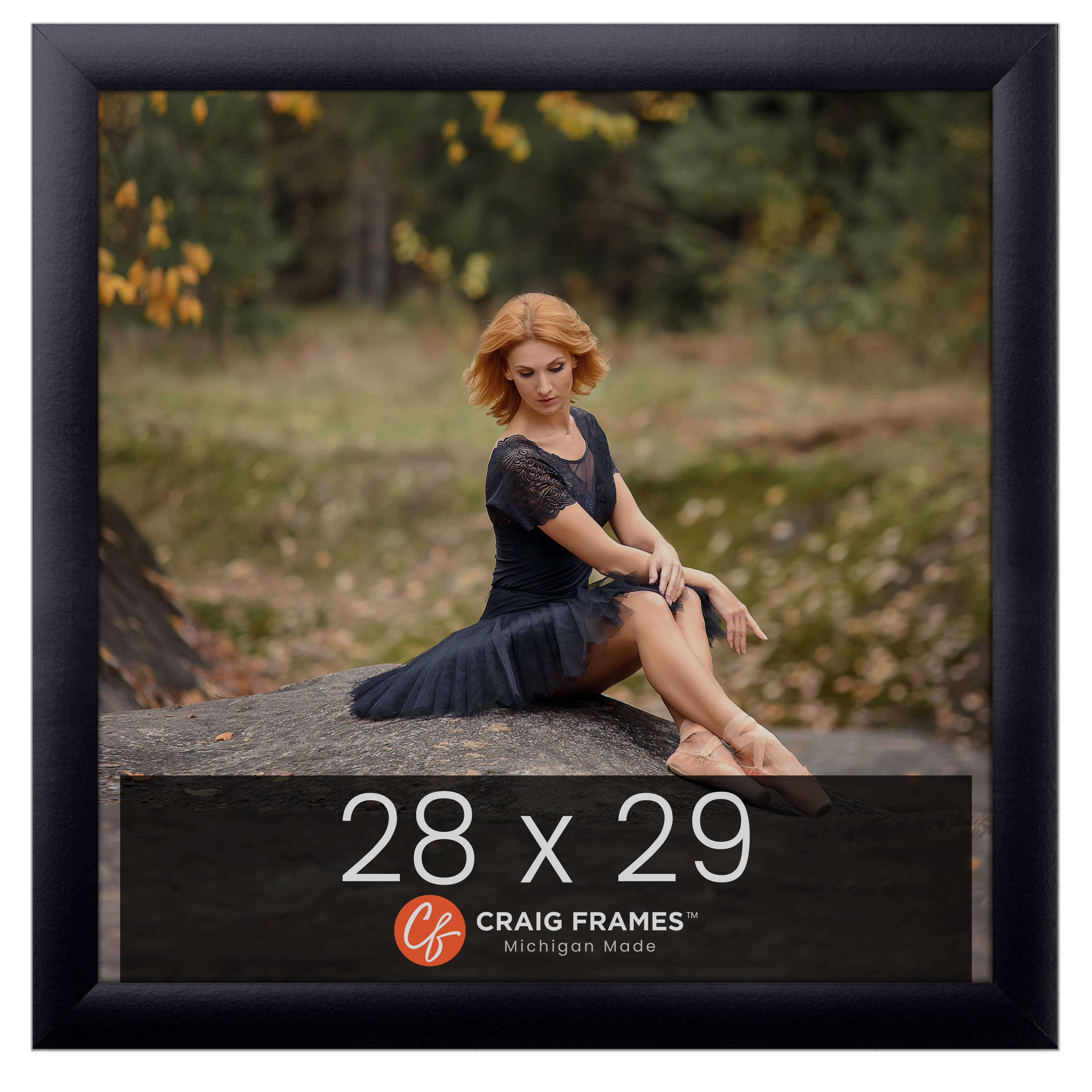 Craig Frames 28x29 Black Picture Frame 1-Inch Wide Smooth Black Gallery ...