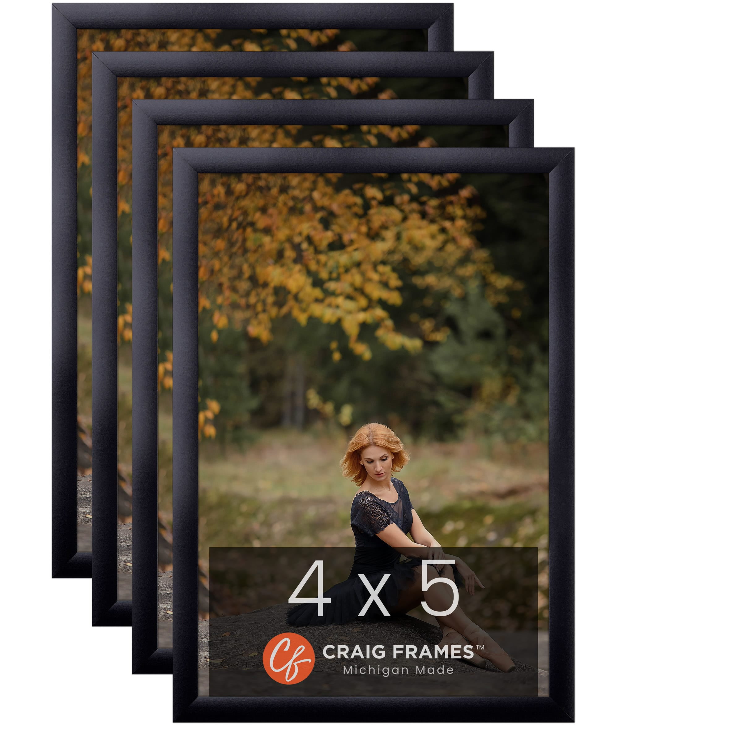 Craig Frames 4x5 Black Picture Frame 1-Inch Wide Smooth Black Gallery ...