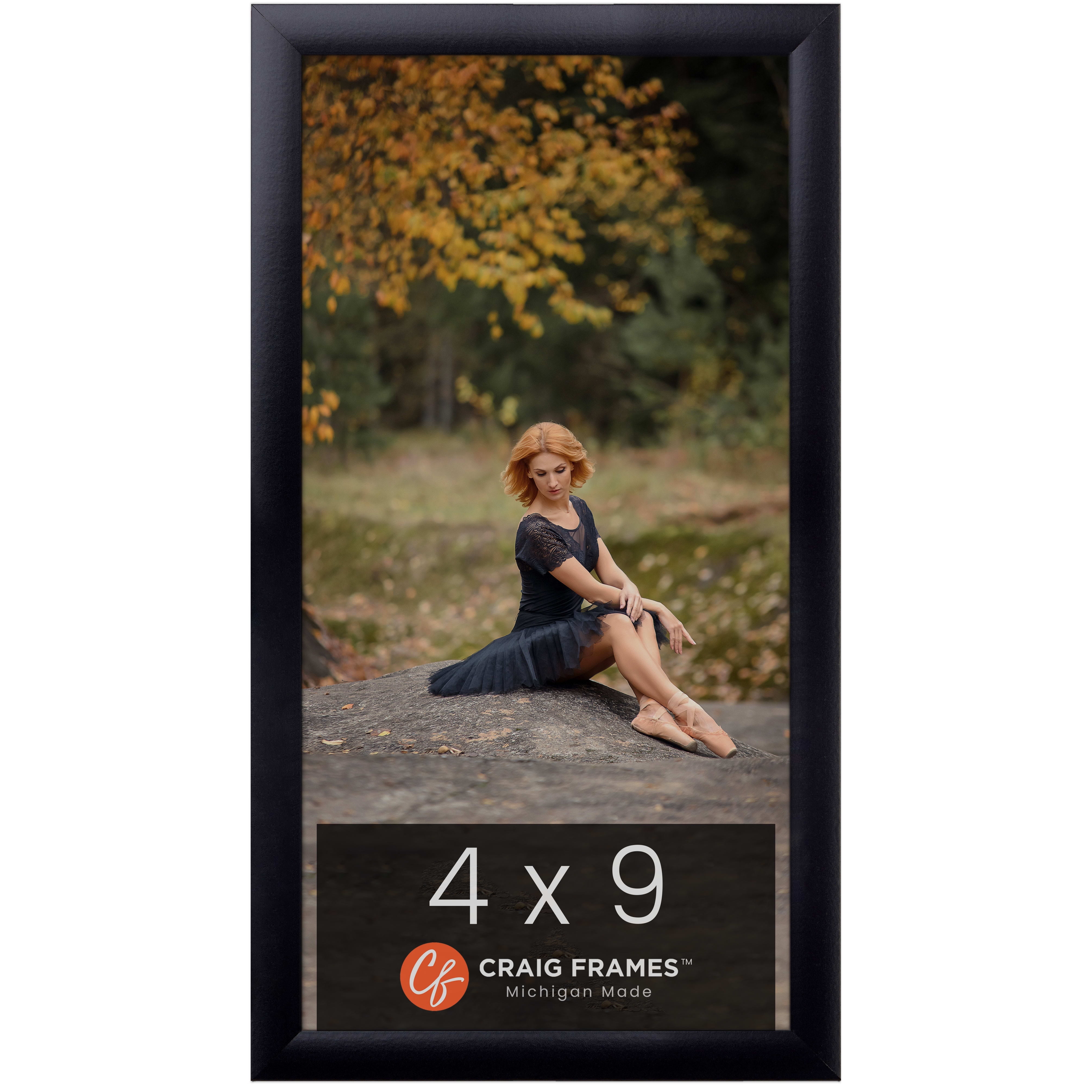 Craig Frames 4x9 Picture Frame - Black Style 1"WB3 1 Inch MDF Moulding ...