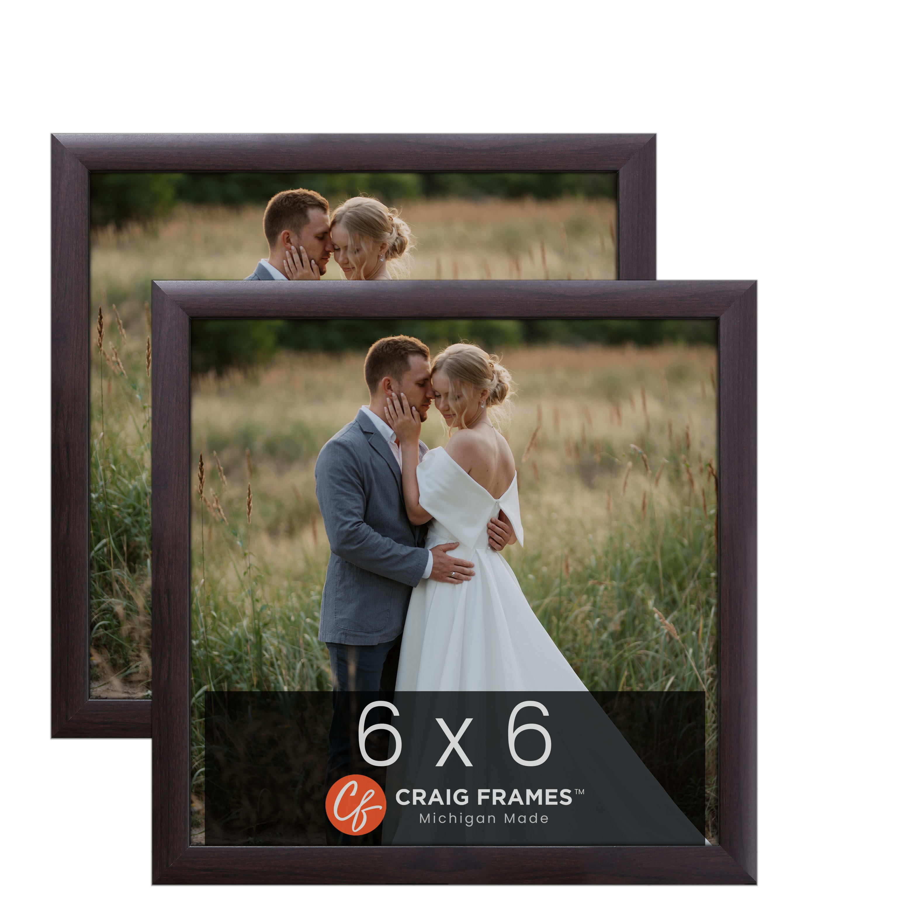 Craig Frames 6 x 6 inch Picture Frame Brazilian Walnut Brown, Set of ...
