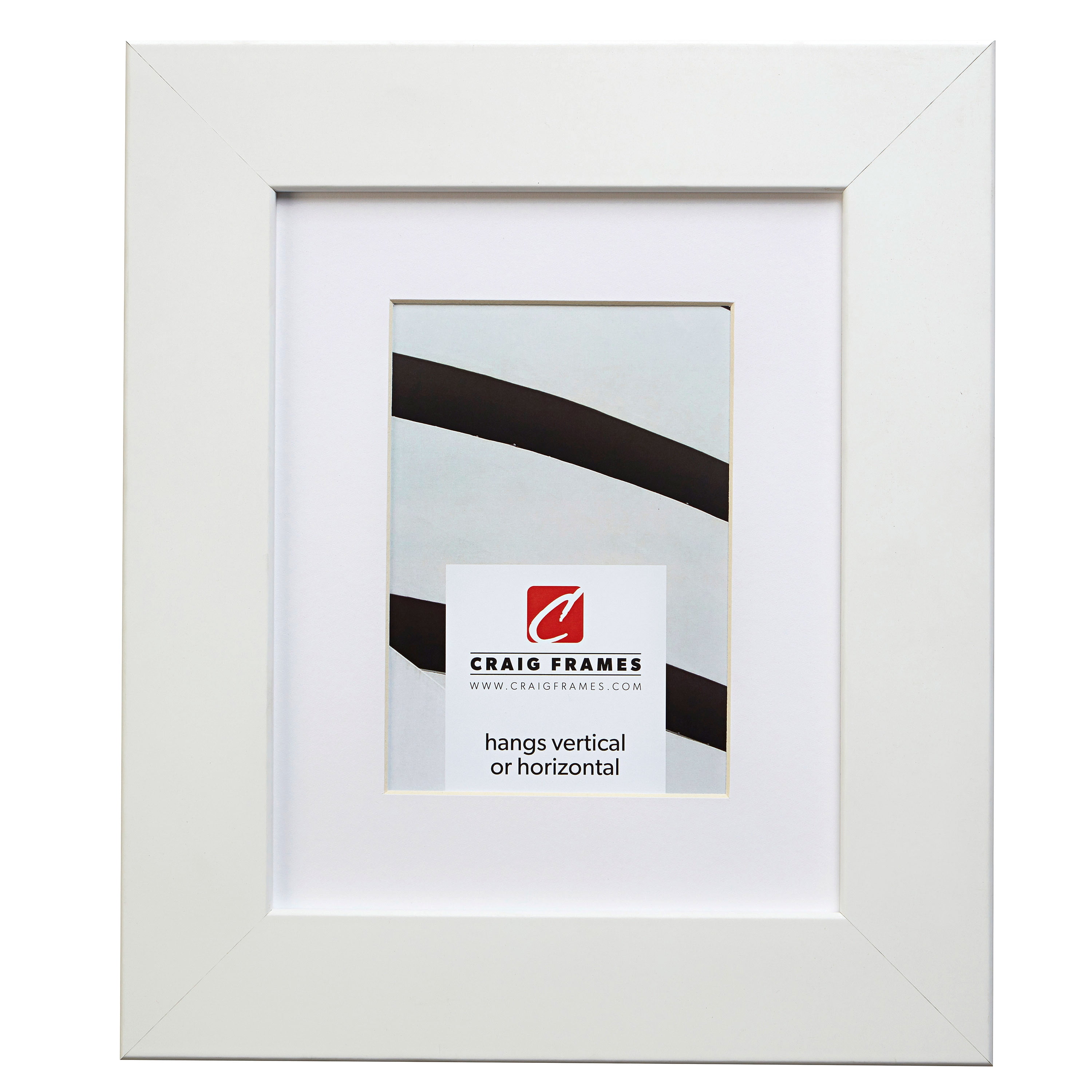 Craig Frames 74267 12x12 inch Satin White Picture Frame Matted for a ...