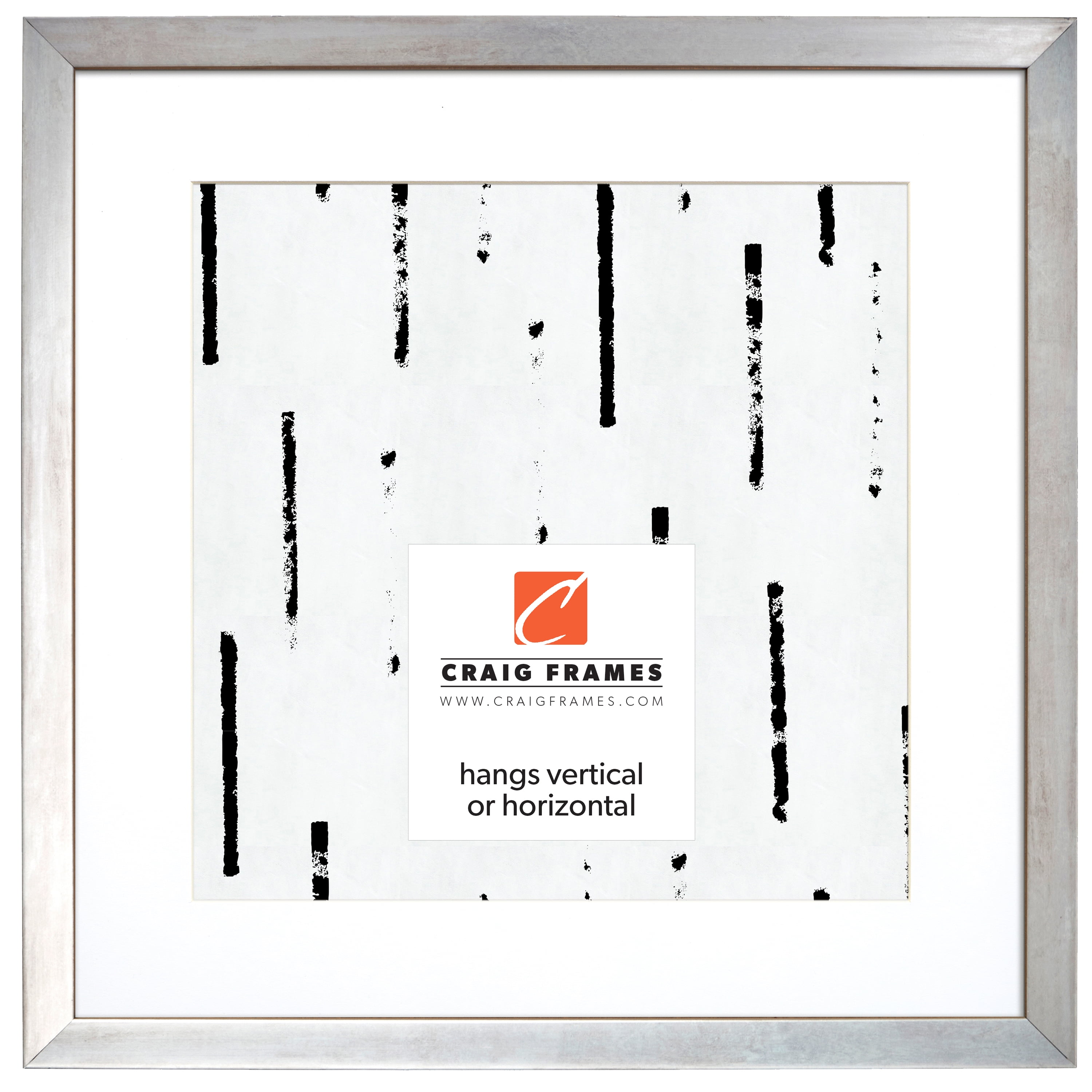 Craig Frames Alloy, 12x12 inch Picture Frame Matted for a 9x9 Photo ...