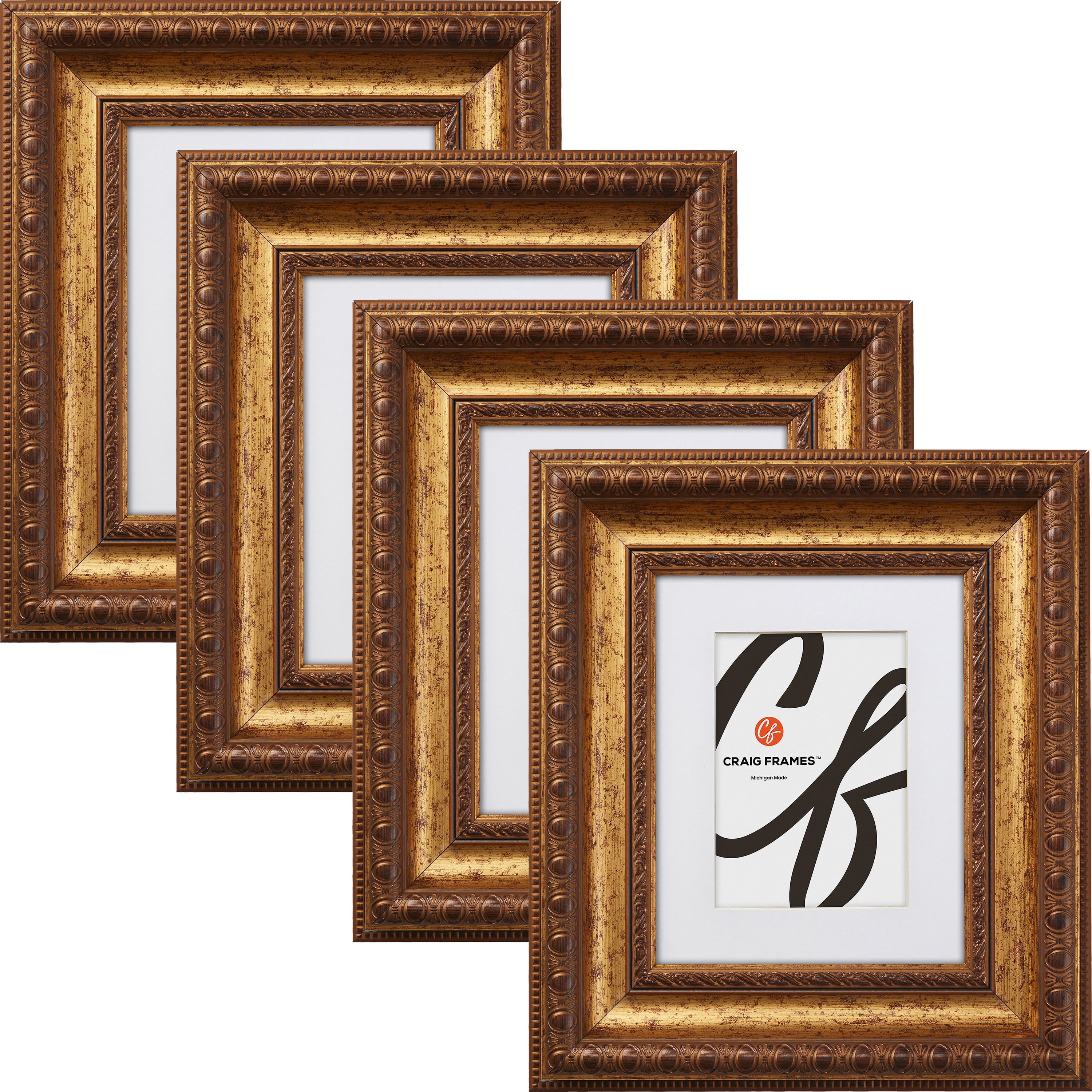 Craig Frames Arqadia Gothic, 10x12 inch Aged Gold Picture Frame Matted ...