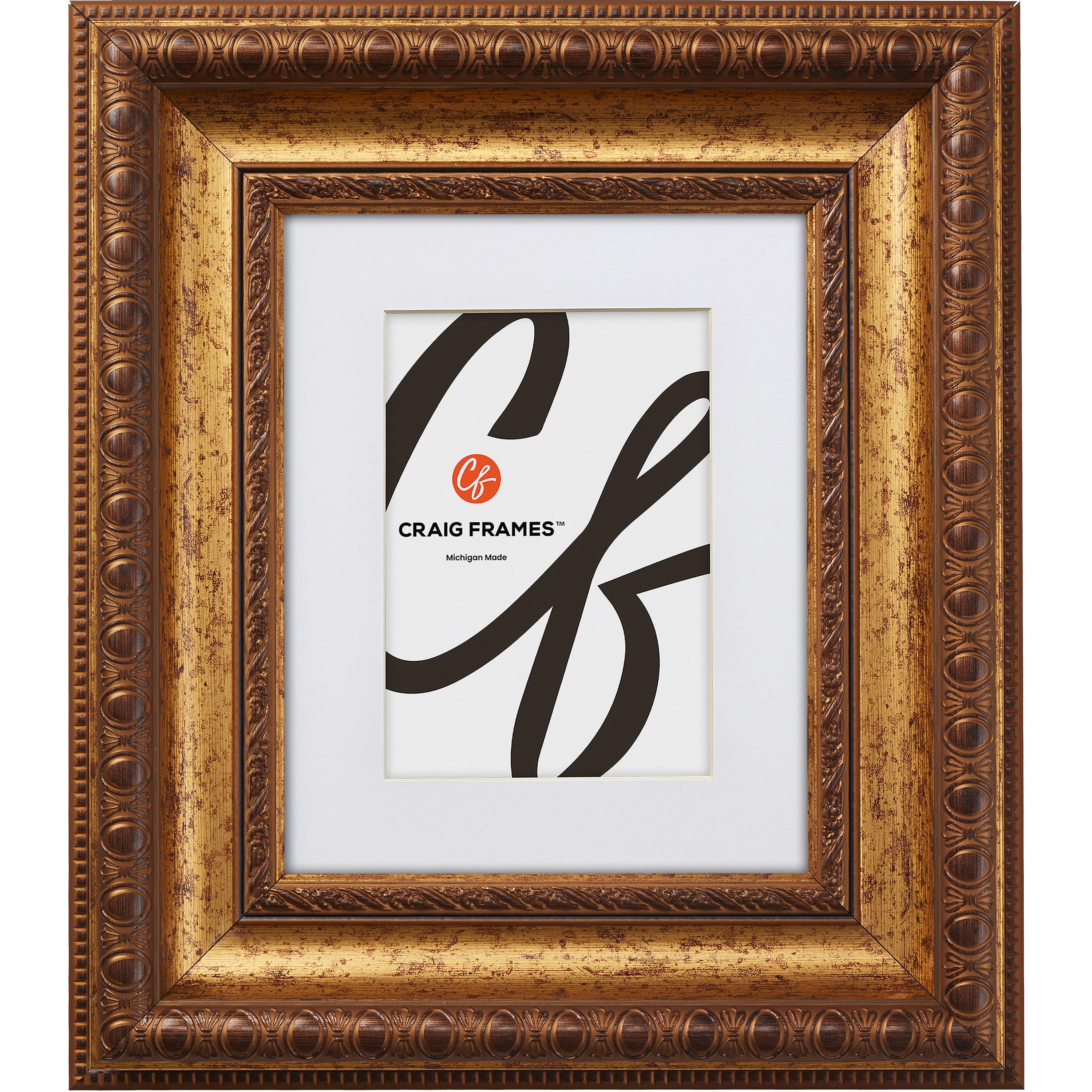 Craig Frames Arqadia Gothic, 12x16 inch Aged Gold Picture Frame Matted ...