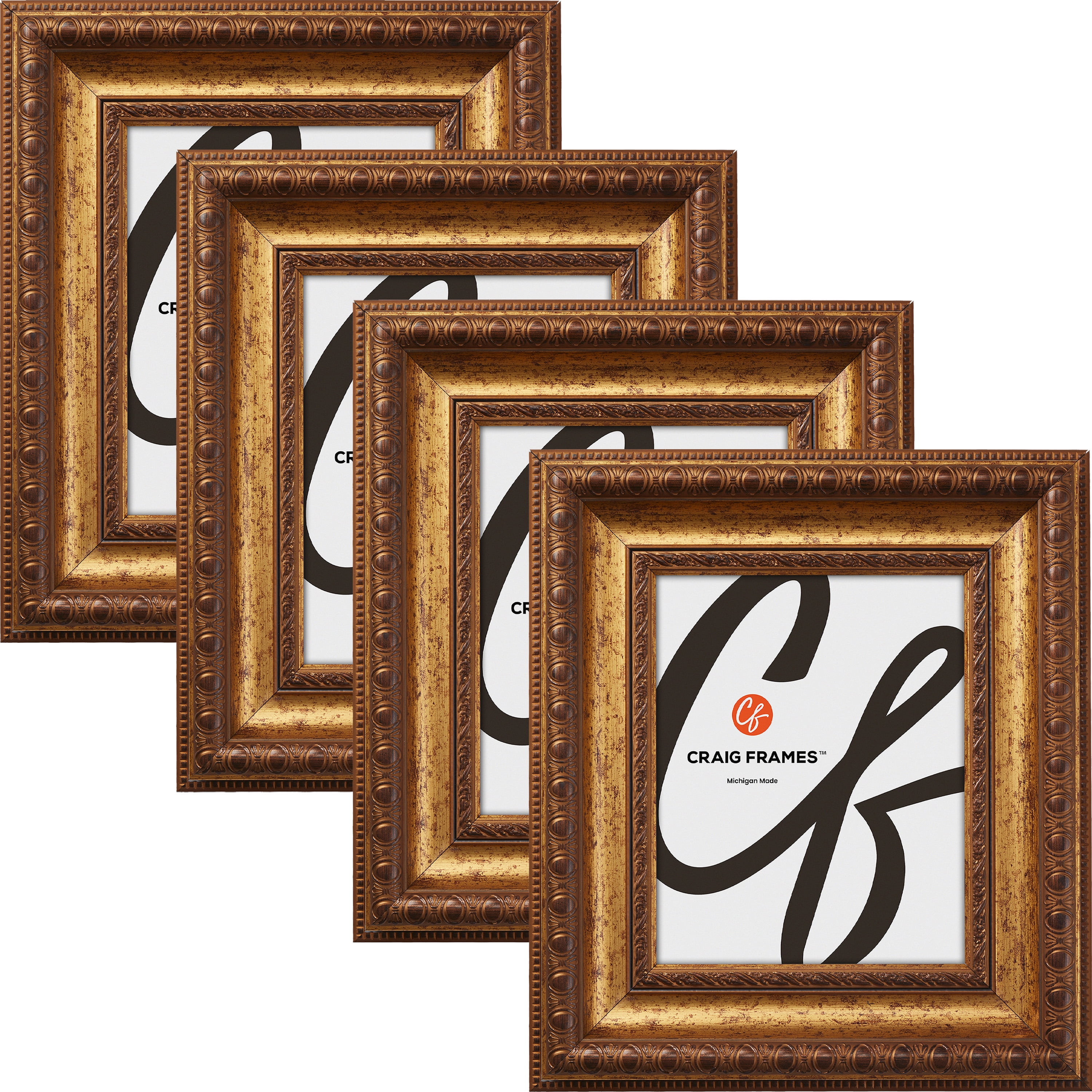 Craig Frames Arqadia Gothic, 9x12 inch Picture Frame, Aged Gold, Set of ...