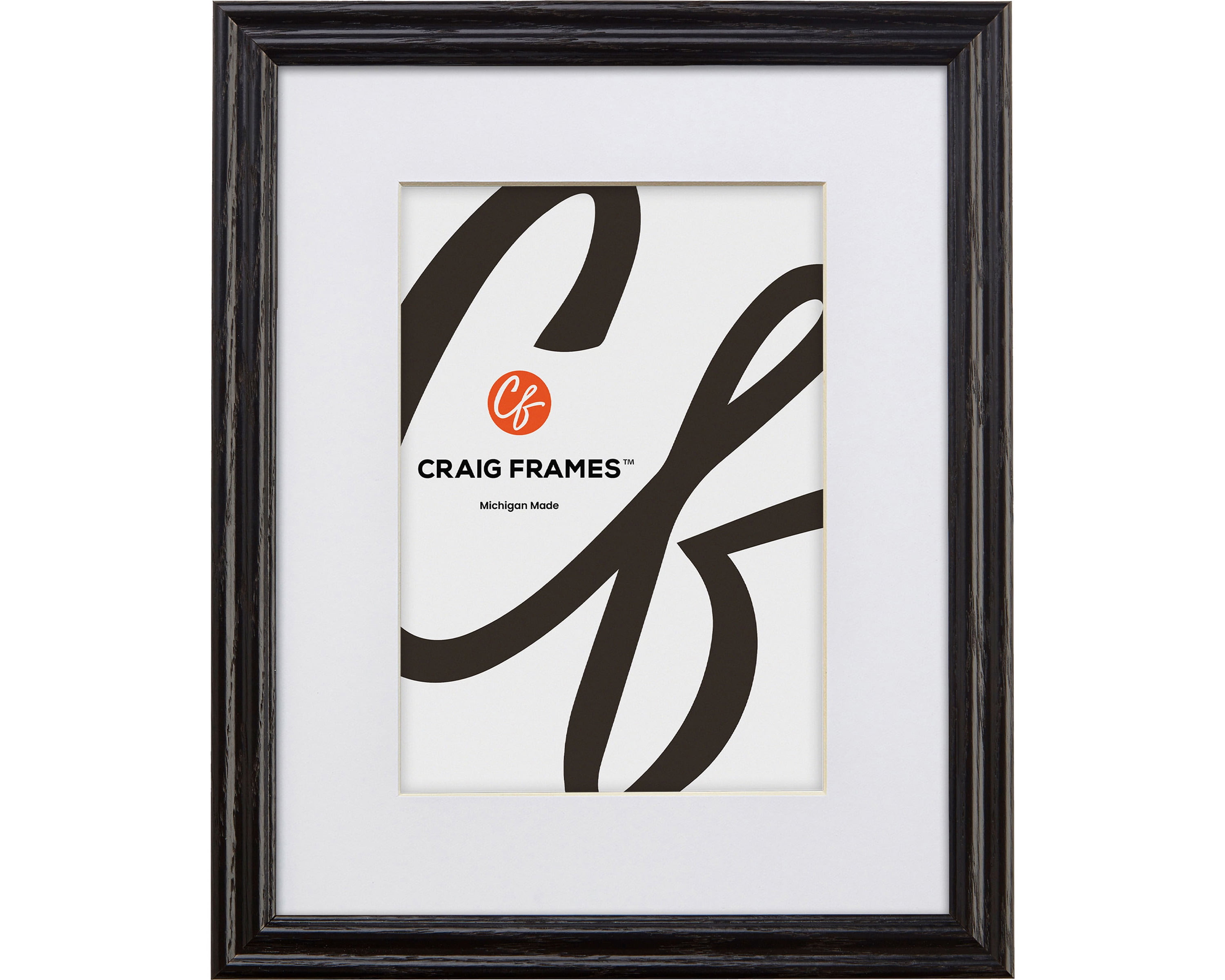 Craig Frames Black, 14x22 inch Hardwood Picture Frame Matted for a ...