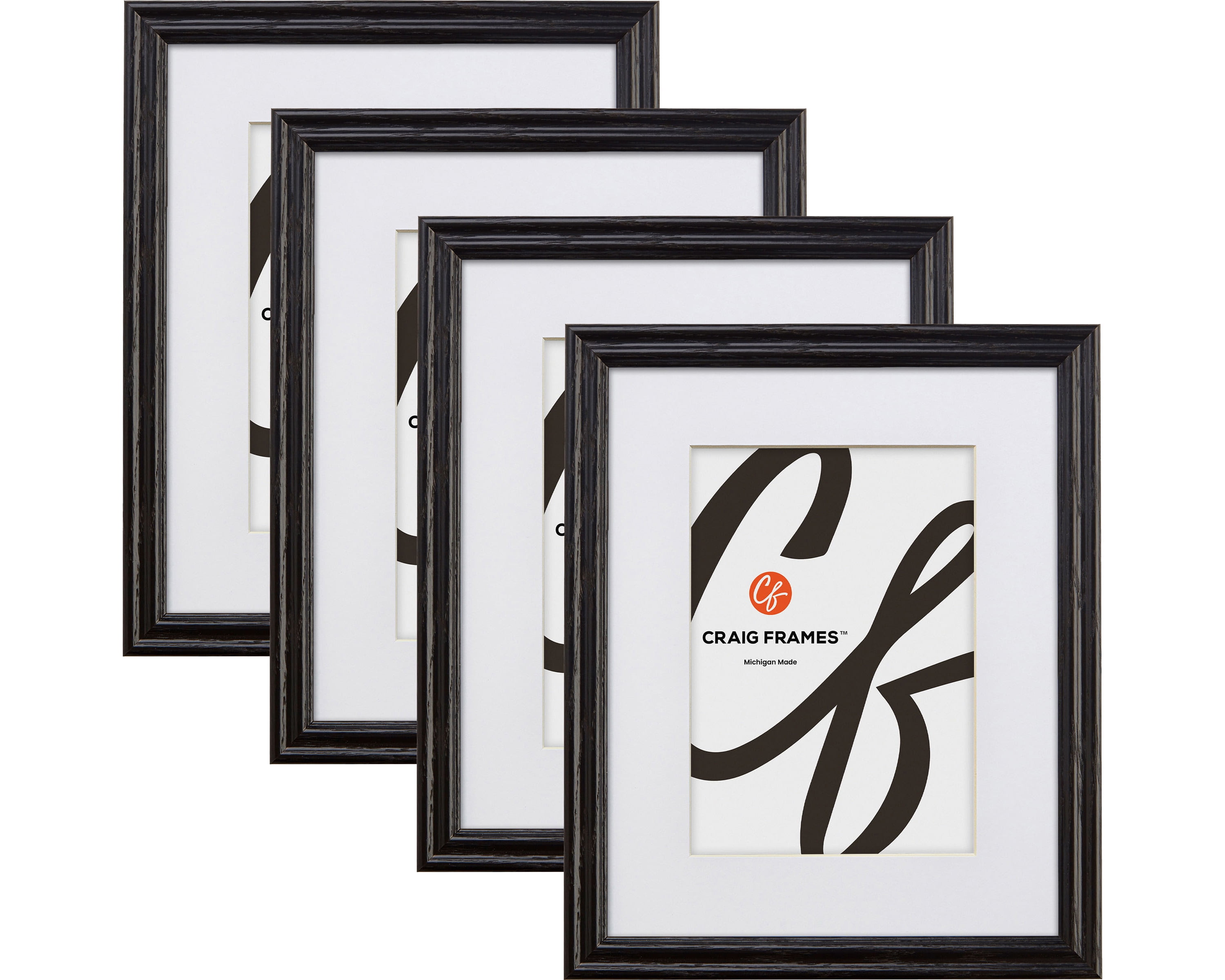 Craig Frames Black, 24x36 inch Hardwood Picture Frame Matted for a ...