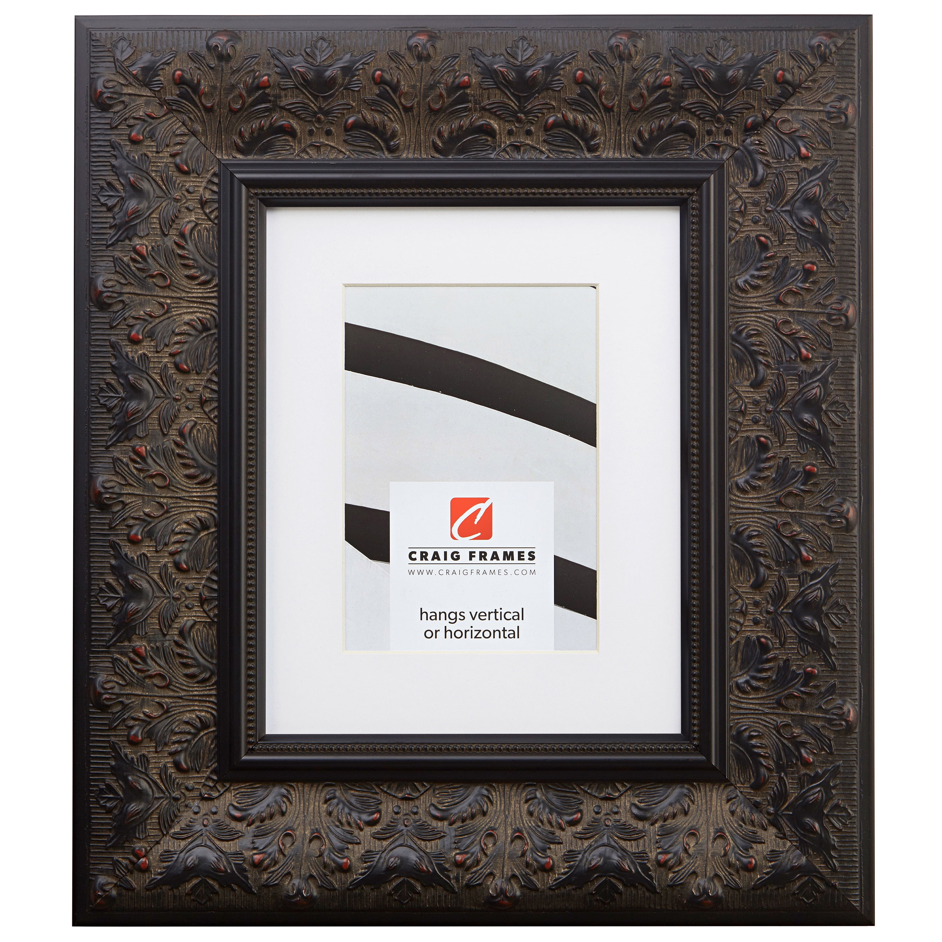 Craig Frames Borromini, 22x28 inch Black Walnut Picture Frame Matted ...