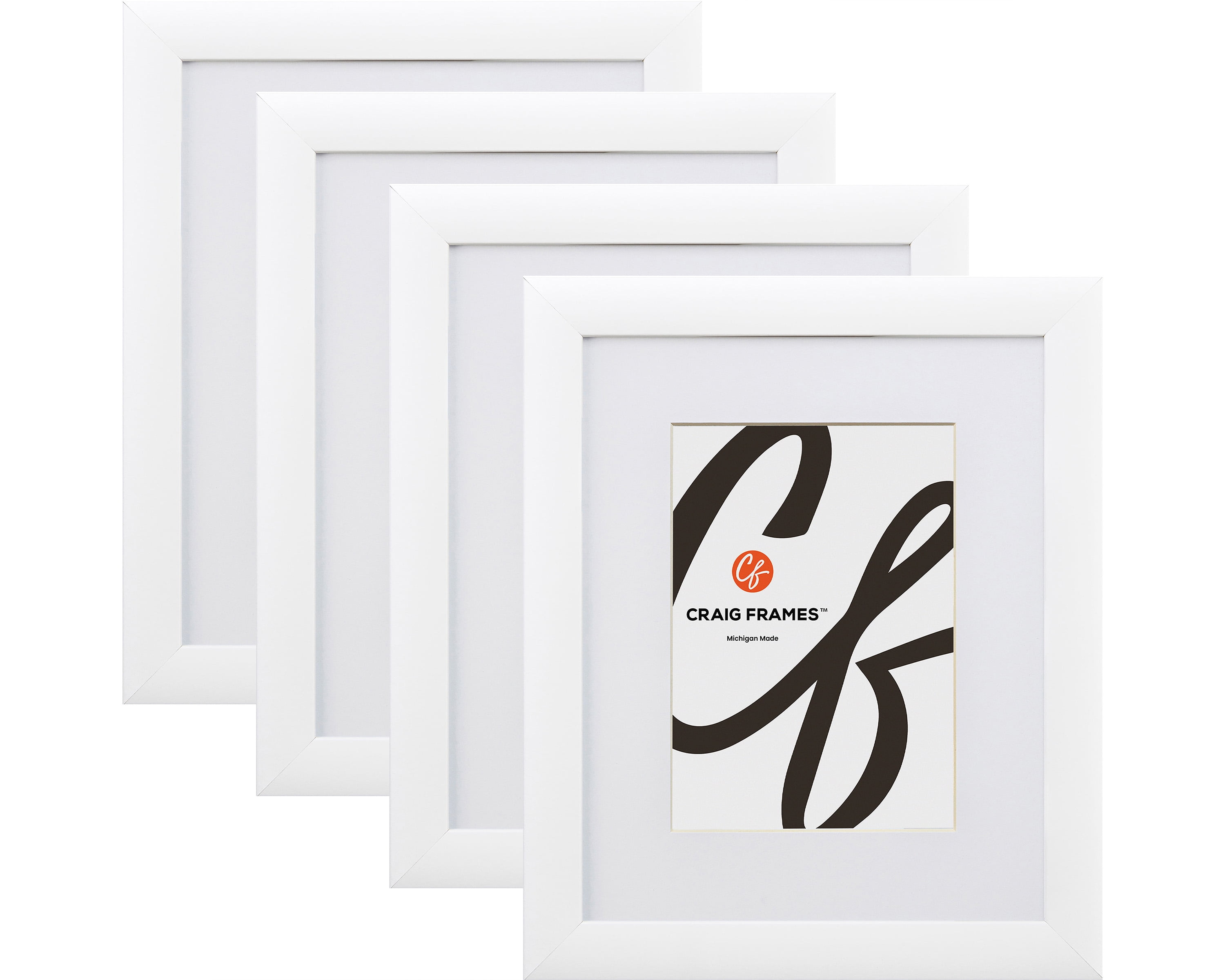 Craig Frames Contemporary, 16x16 Inch White Picture Frame Matted to ...