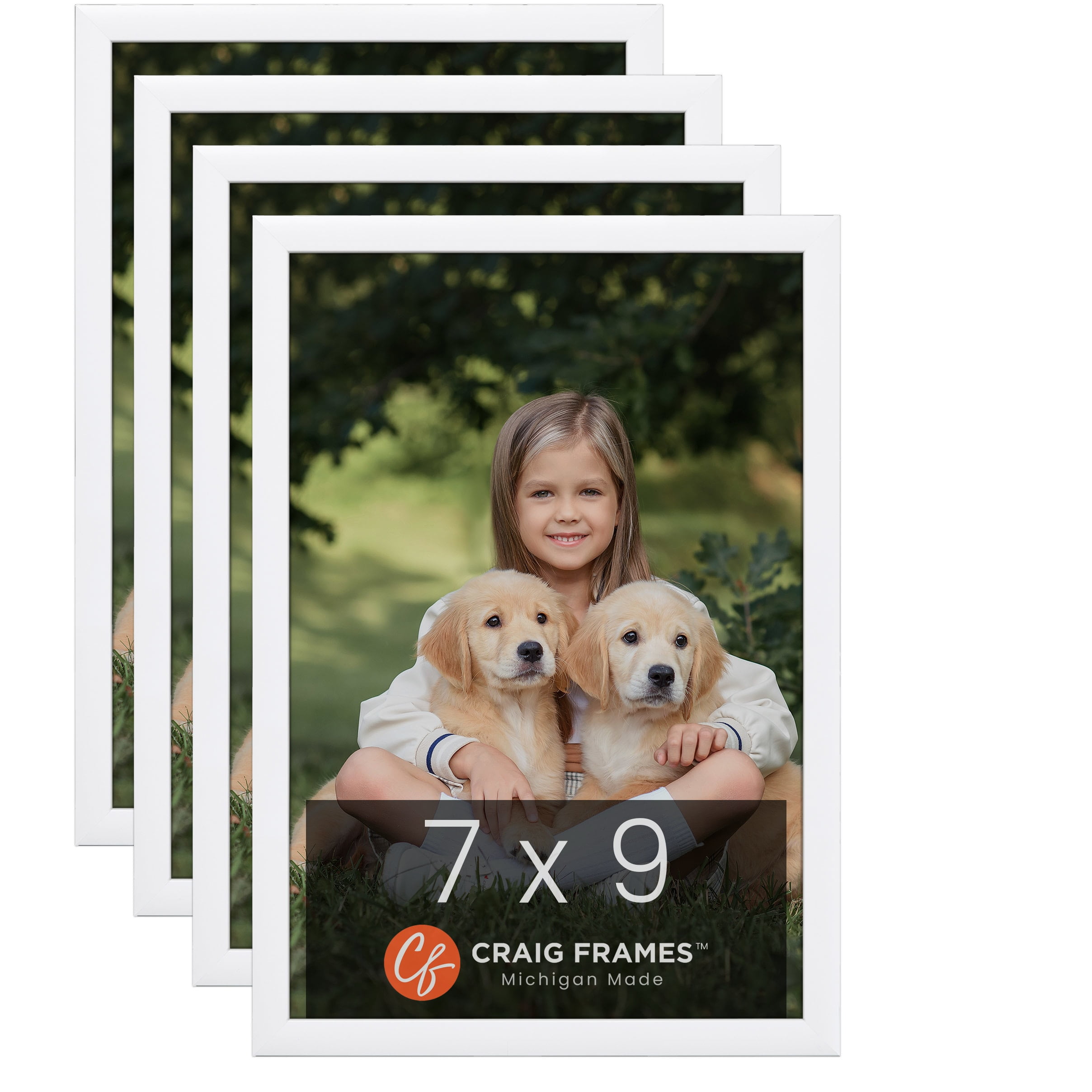 Craig Frames Contemporary Picture Frame, 7x9 Inch, White, Set of 4 ...
