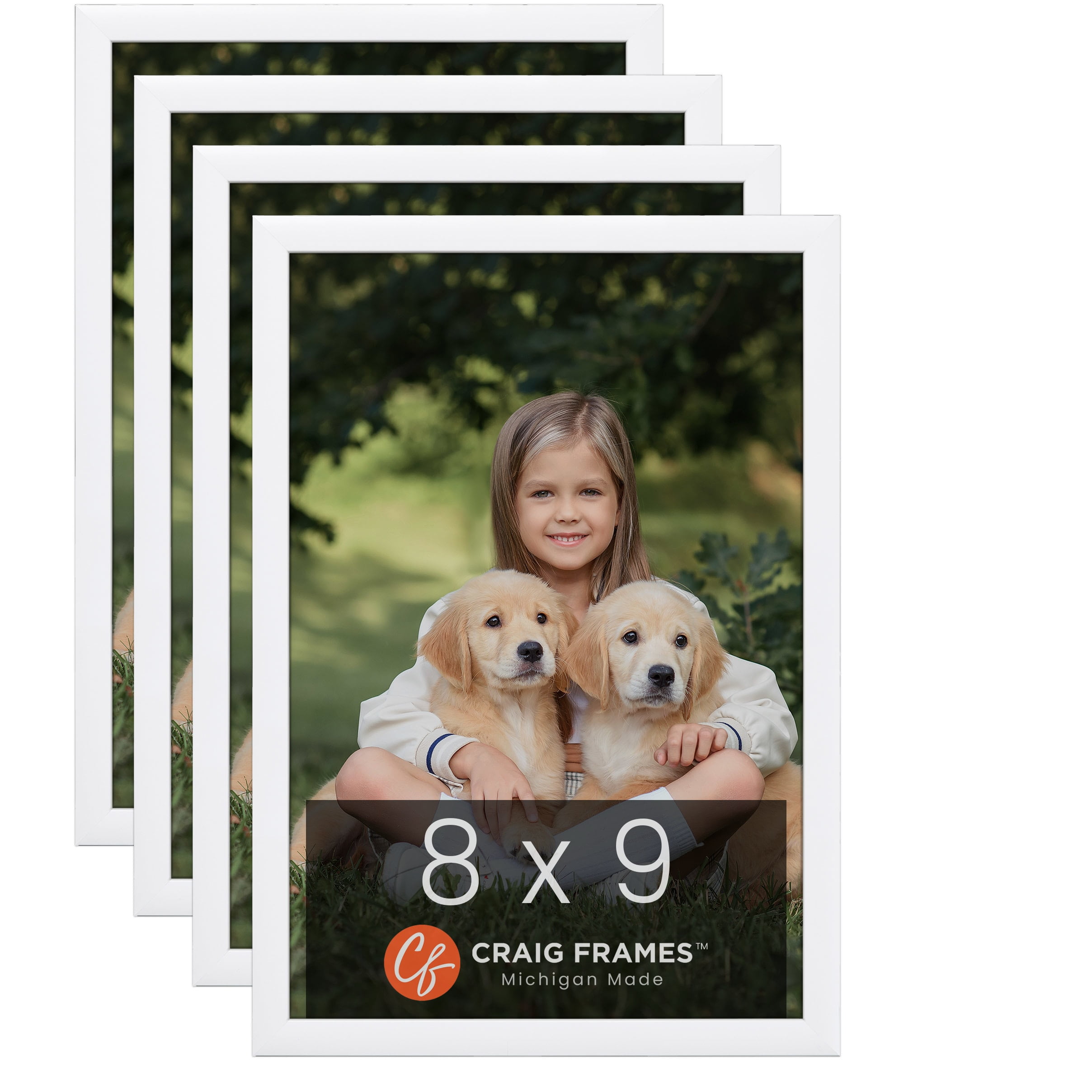 Craig Frames Contemporary Picture Frame, 8x9 Inch, White, Set of 4 ...