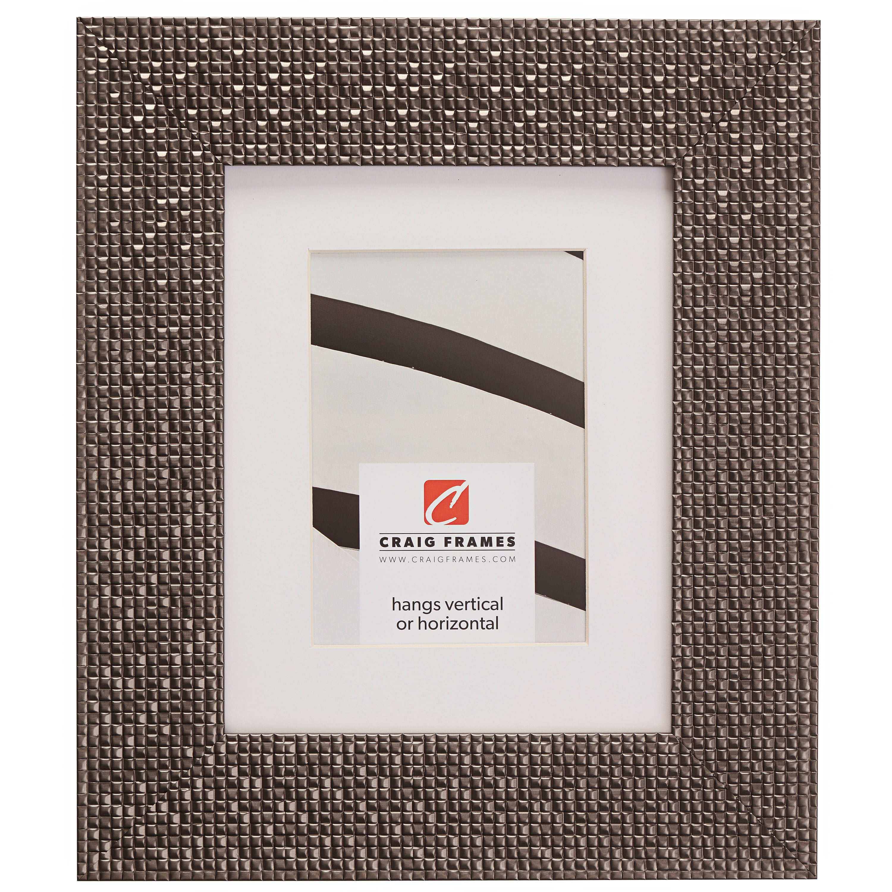 Craig Frames Glimmer, 13x19 inch Pewter Picture Frame Matted for a 9x13 ...