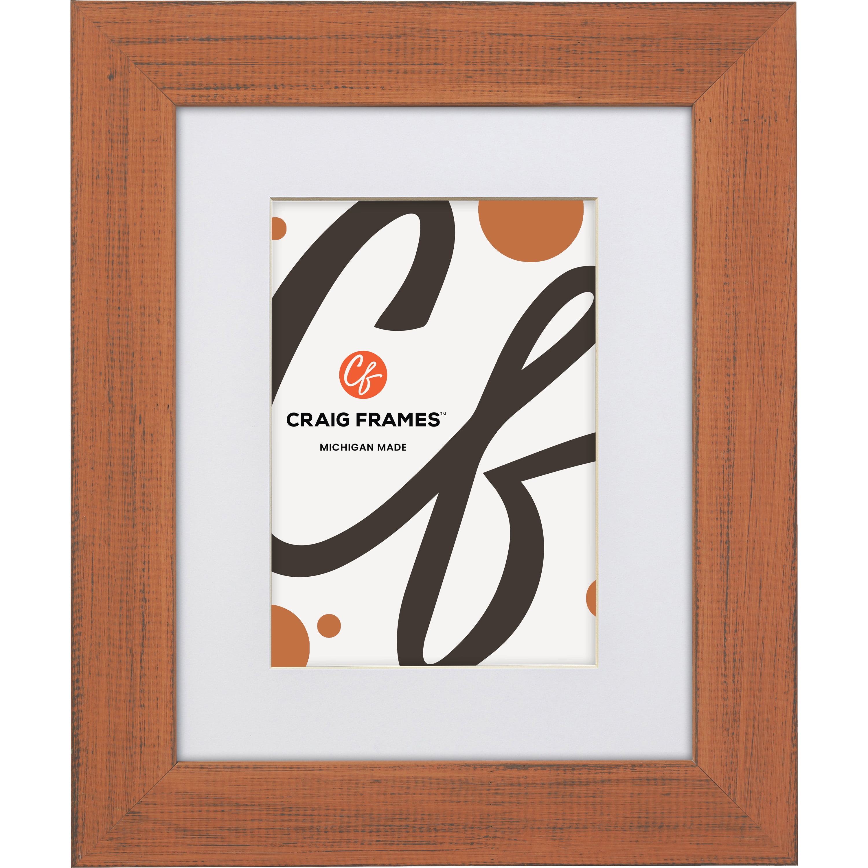 Craig Frames Jasper, 12x16 inch Country Bourbon Orange Picture Frame Matted for a 8x12 Photo ...