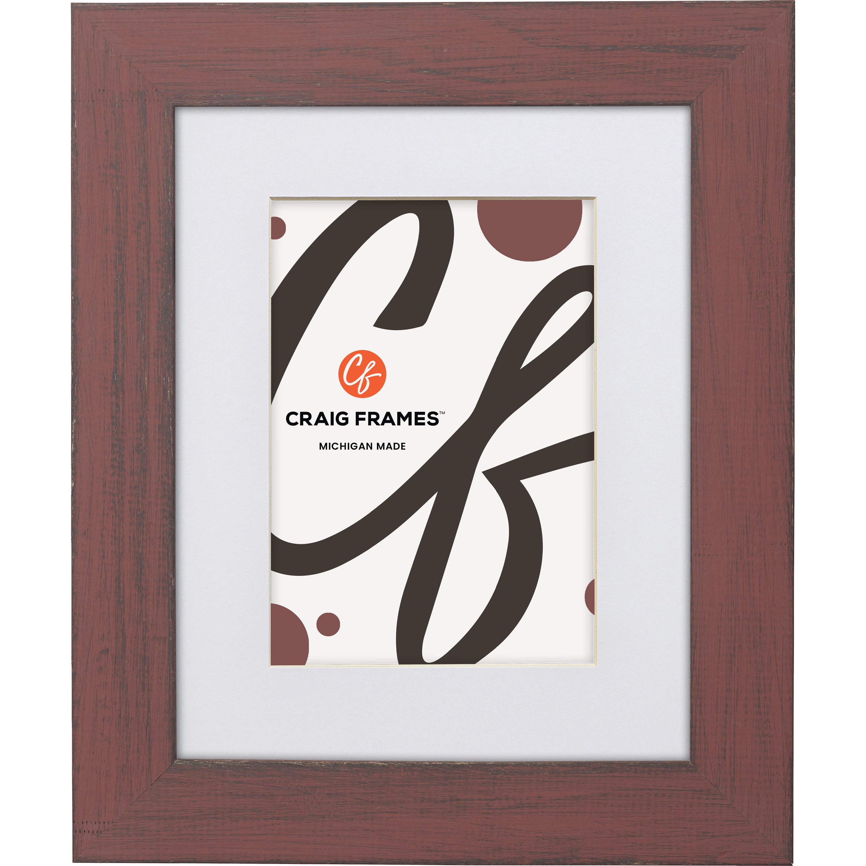 Craig Frames Jasper, 12x16 inch Country Faded Red Picture Frame Matted ...