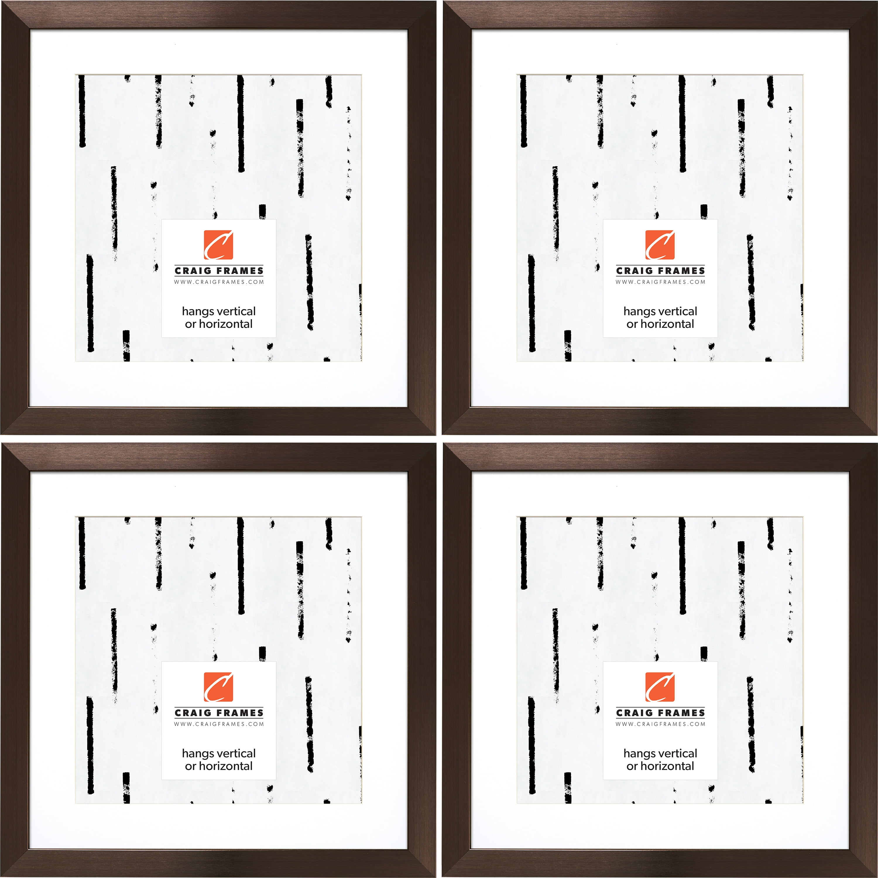 Craig Frames Modern Aesthetics 125, 12x12 inch Picture Frame Matted for ...