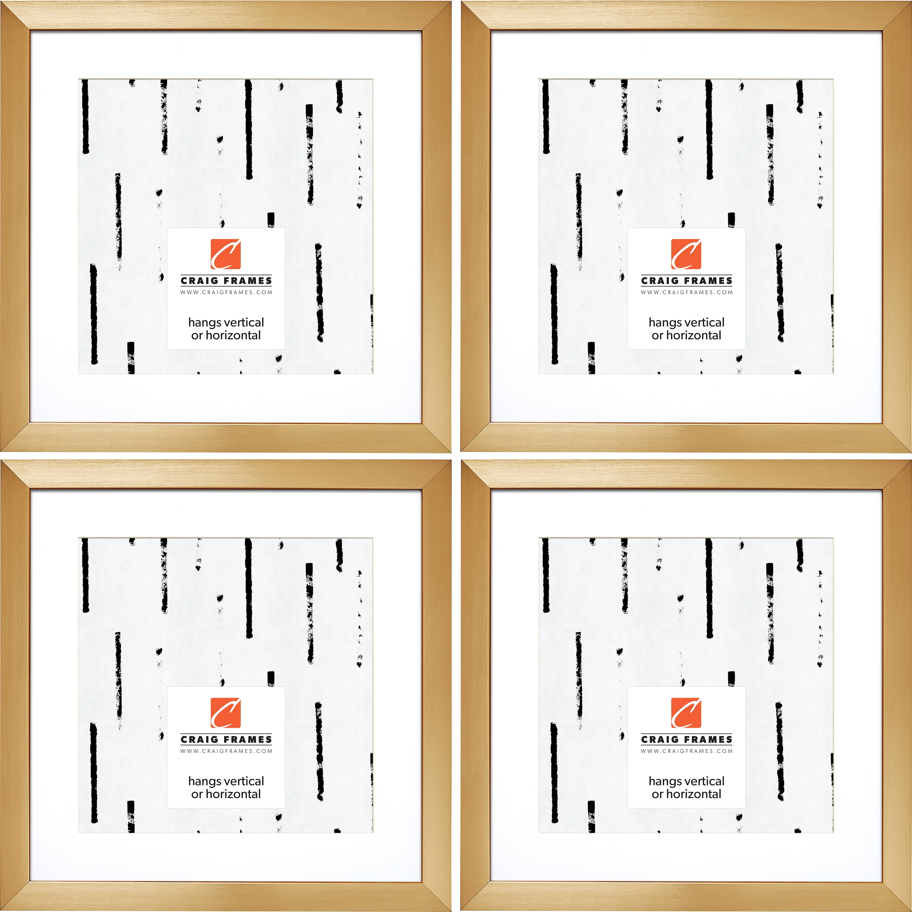 Craig Frames Modern Aesthetics 125, 12x12 inch Picture Frame Matted for ...