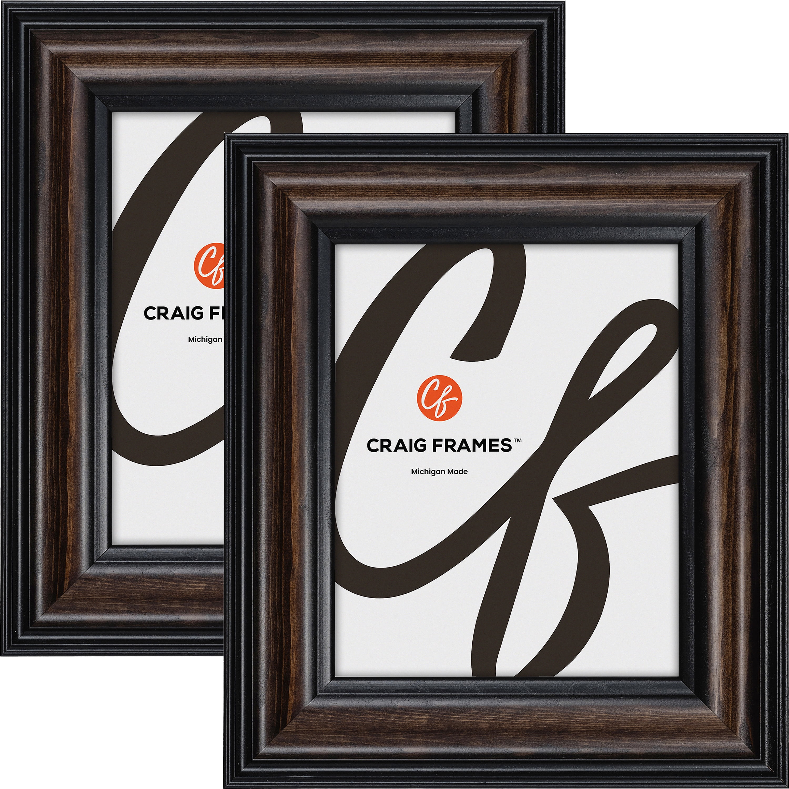 Craig Frames Potomac, 10x13 inch Picture Frame, Walnut Brown, Set of 2 ...