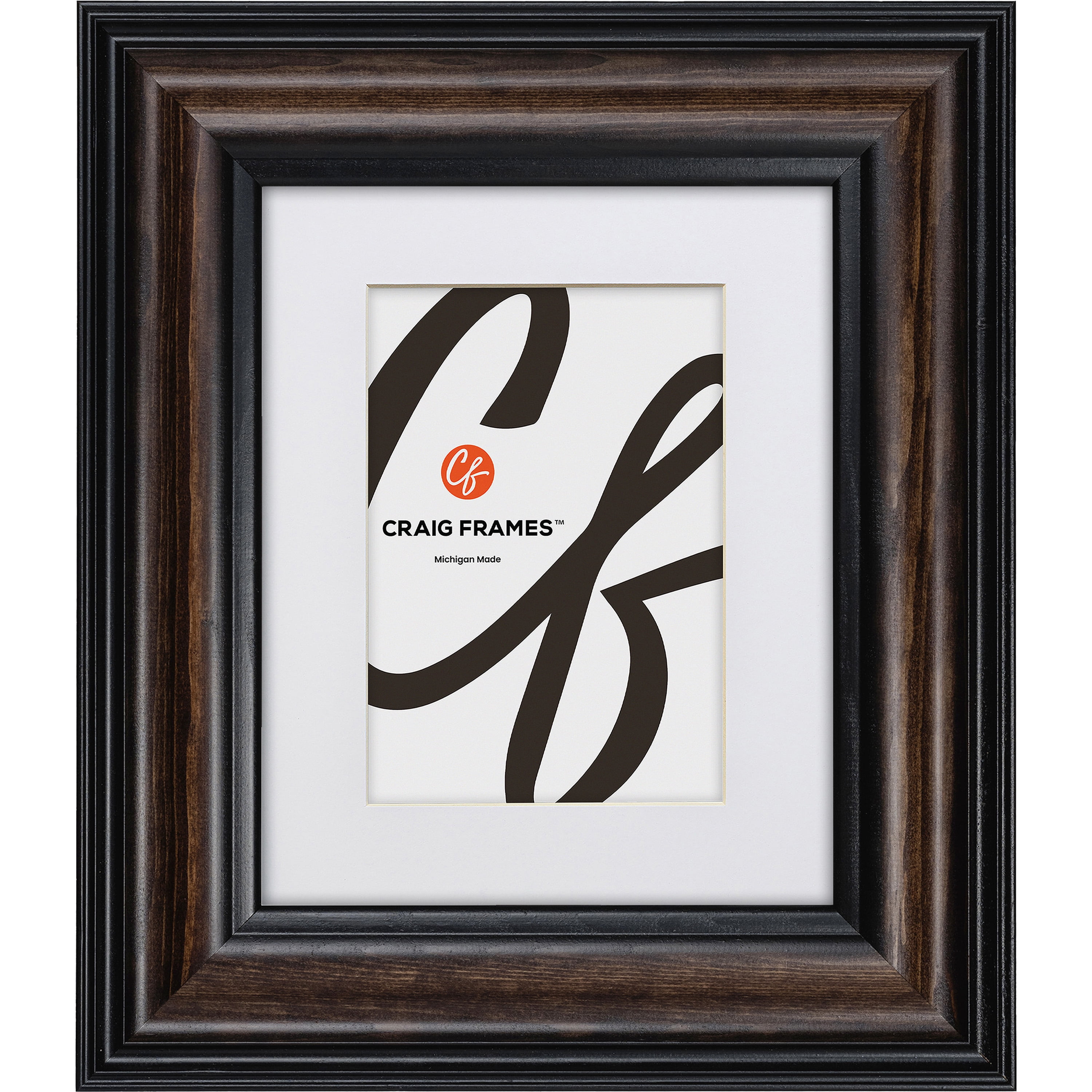 Craig Frames Potomac, 5x7 inch Walnut Brown Picture Frame Matted for an ...