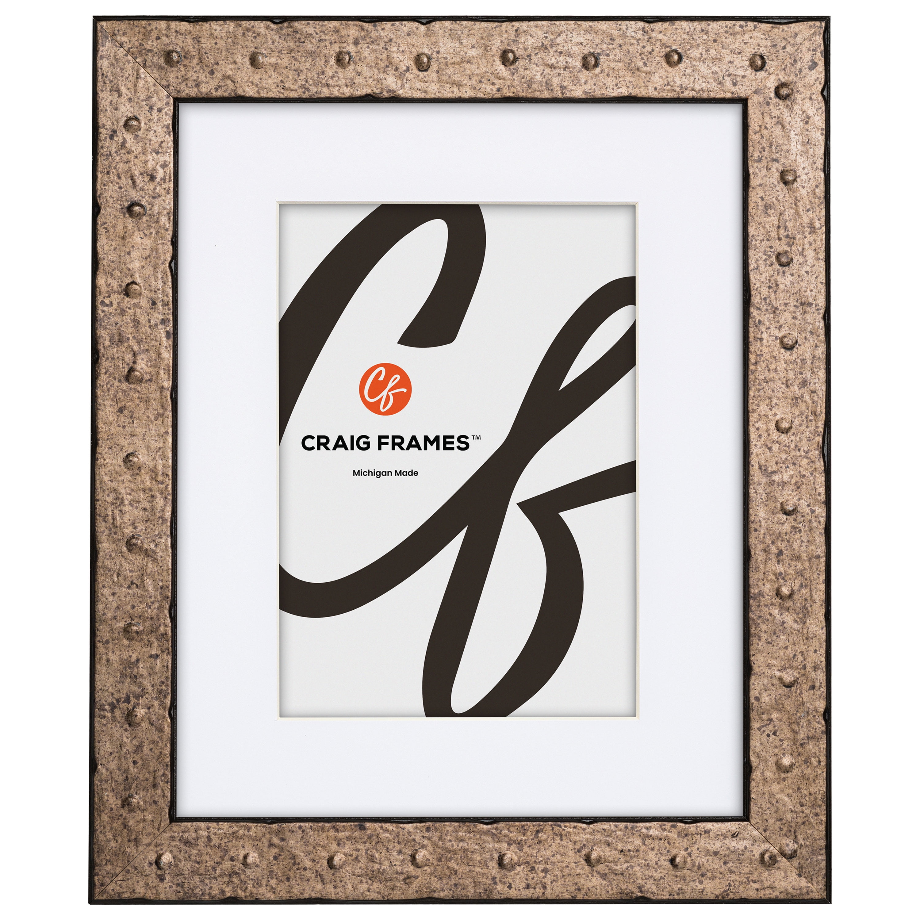 Craig Frames Rivet, 8x10 Picture Frame Matted for a 5x7 Photo, Pitted ...