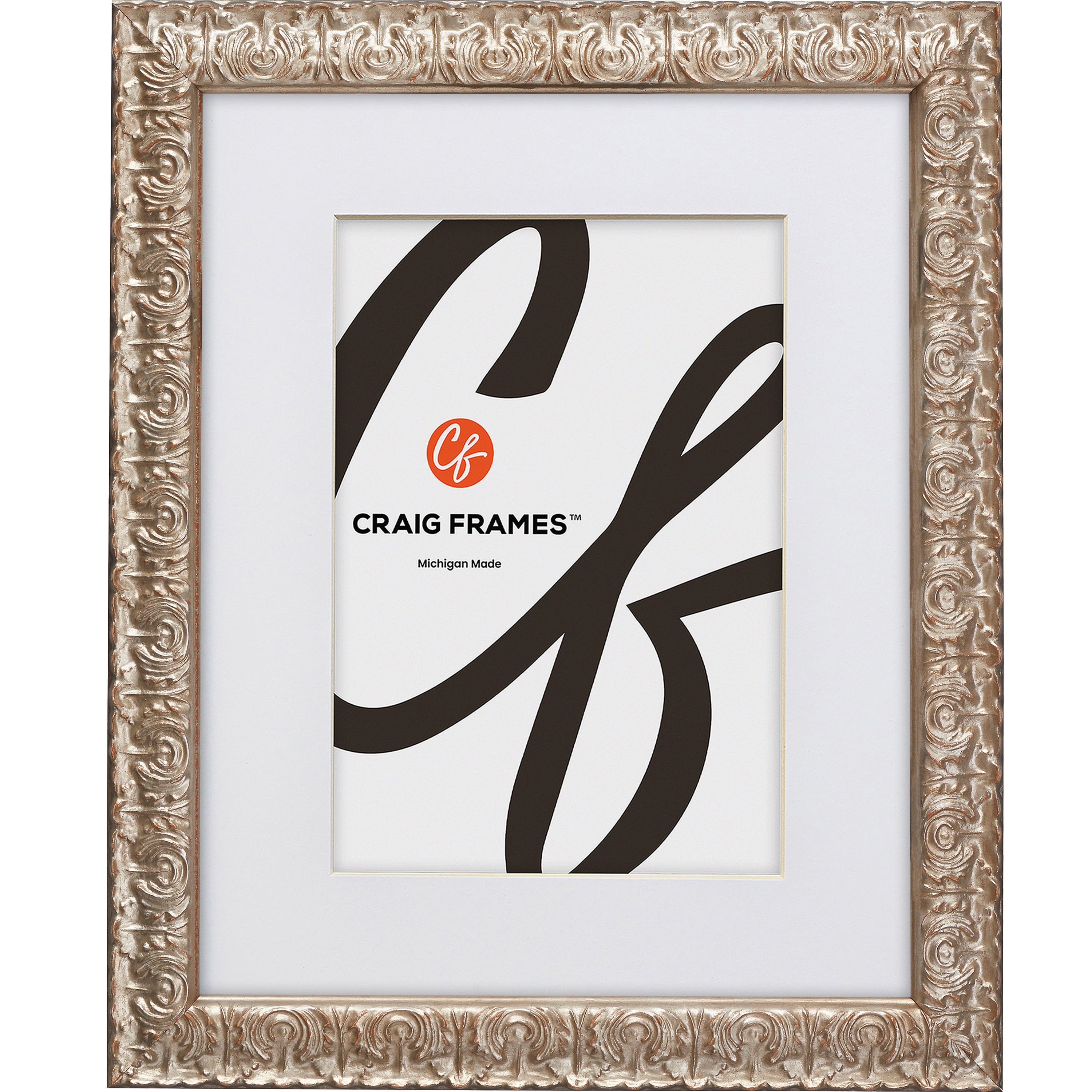 Craig Frames Versailles, 14x20 inch Silver Picture Frame Matted for a ...