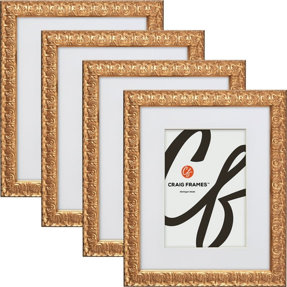 Craig Frames Versailles, 8.5x11 inch Gold Picture Frame Matted for a ...