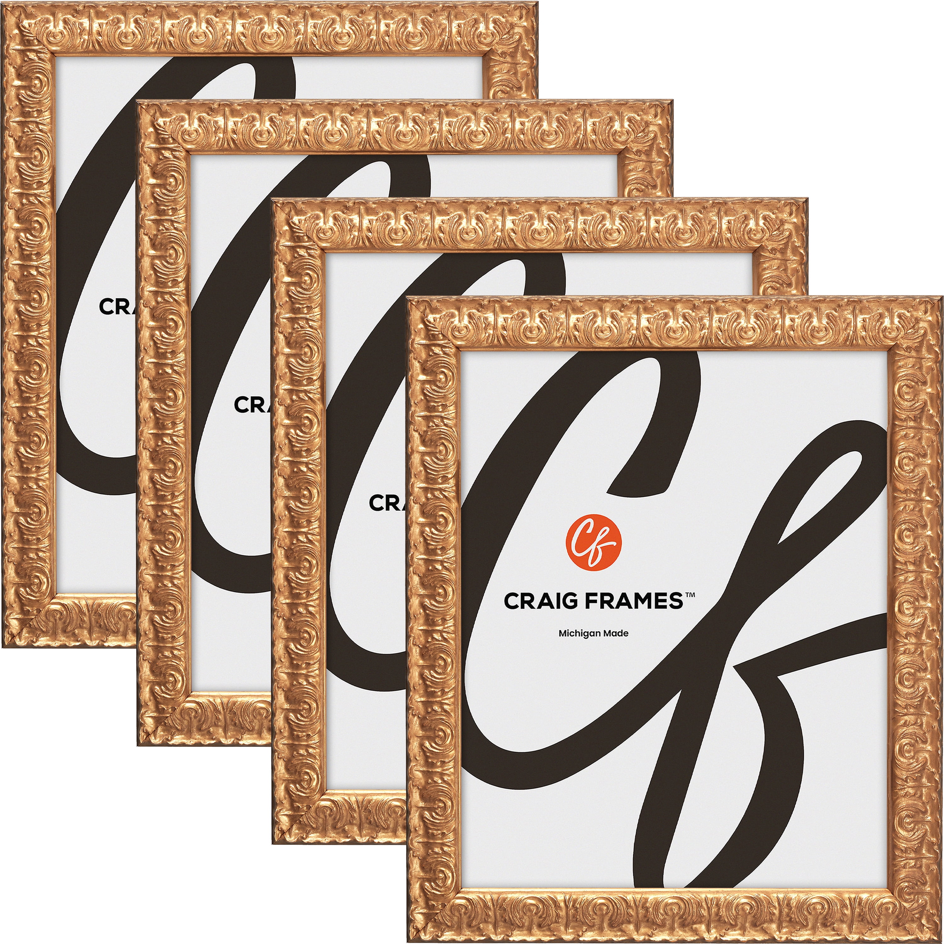 Craig Frames Versailles, 9x14 inch Picture Frame, Gold, Set of 4 ...