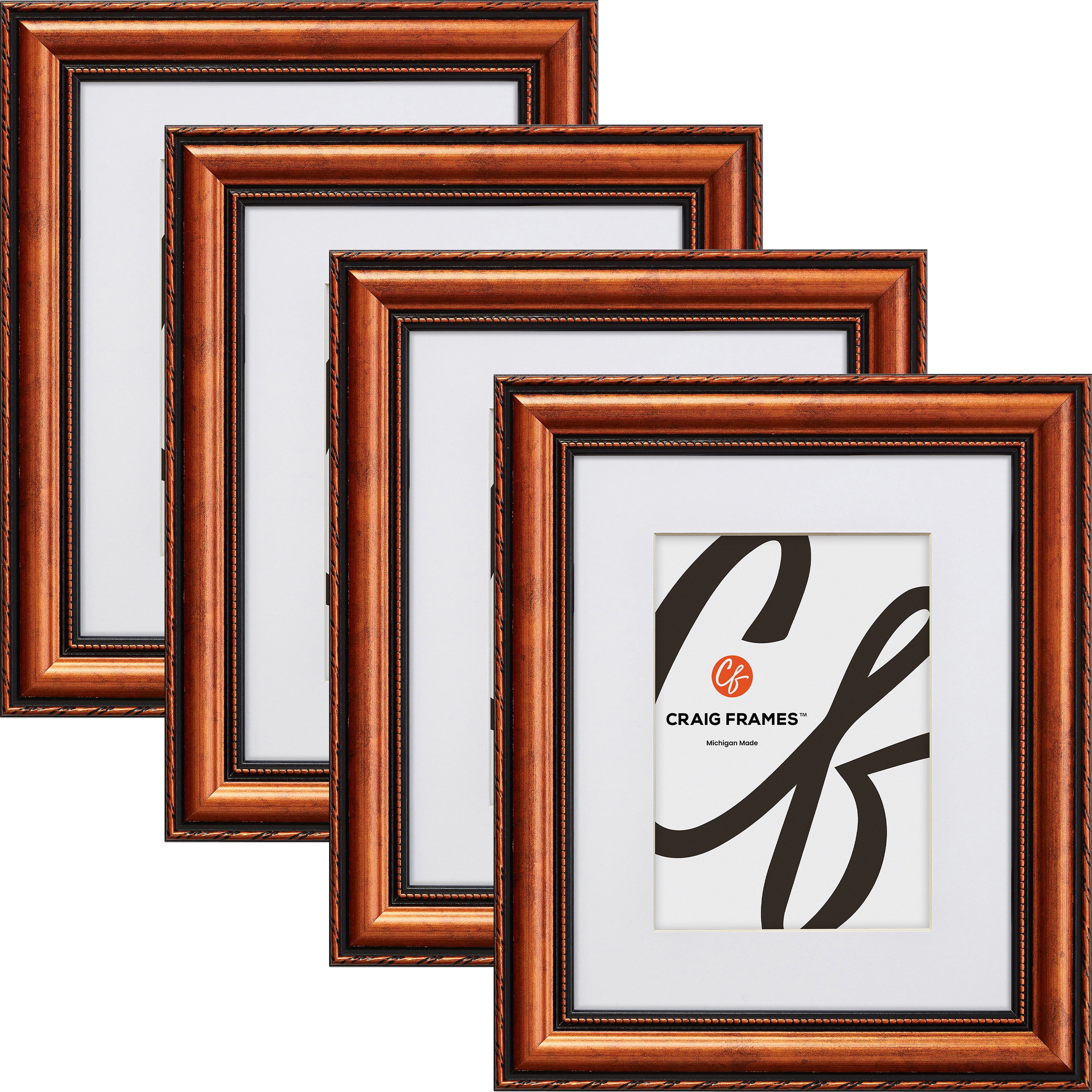 Craig Frames Victoria, 13x19 inch Copper Picture Frame Matted for a 9x13 Photo, Set of 4 ...