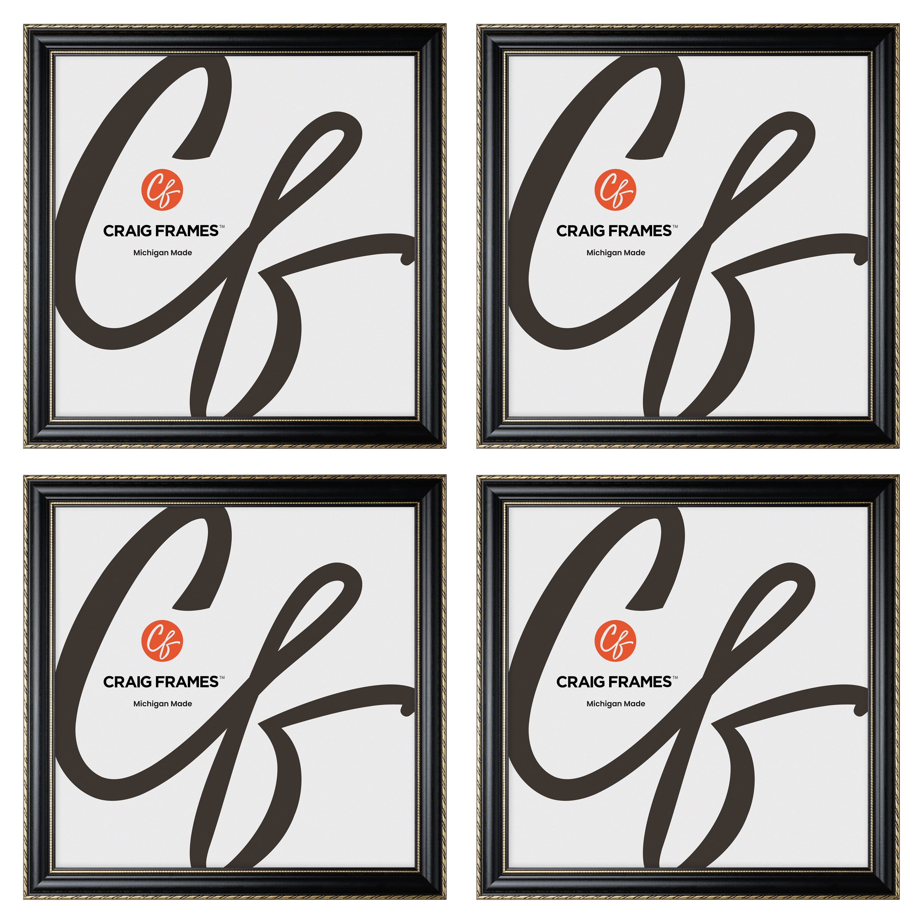 Craig Frames Victoria, 16x16 inch Picture Frame, Ornate Black and Gold ...