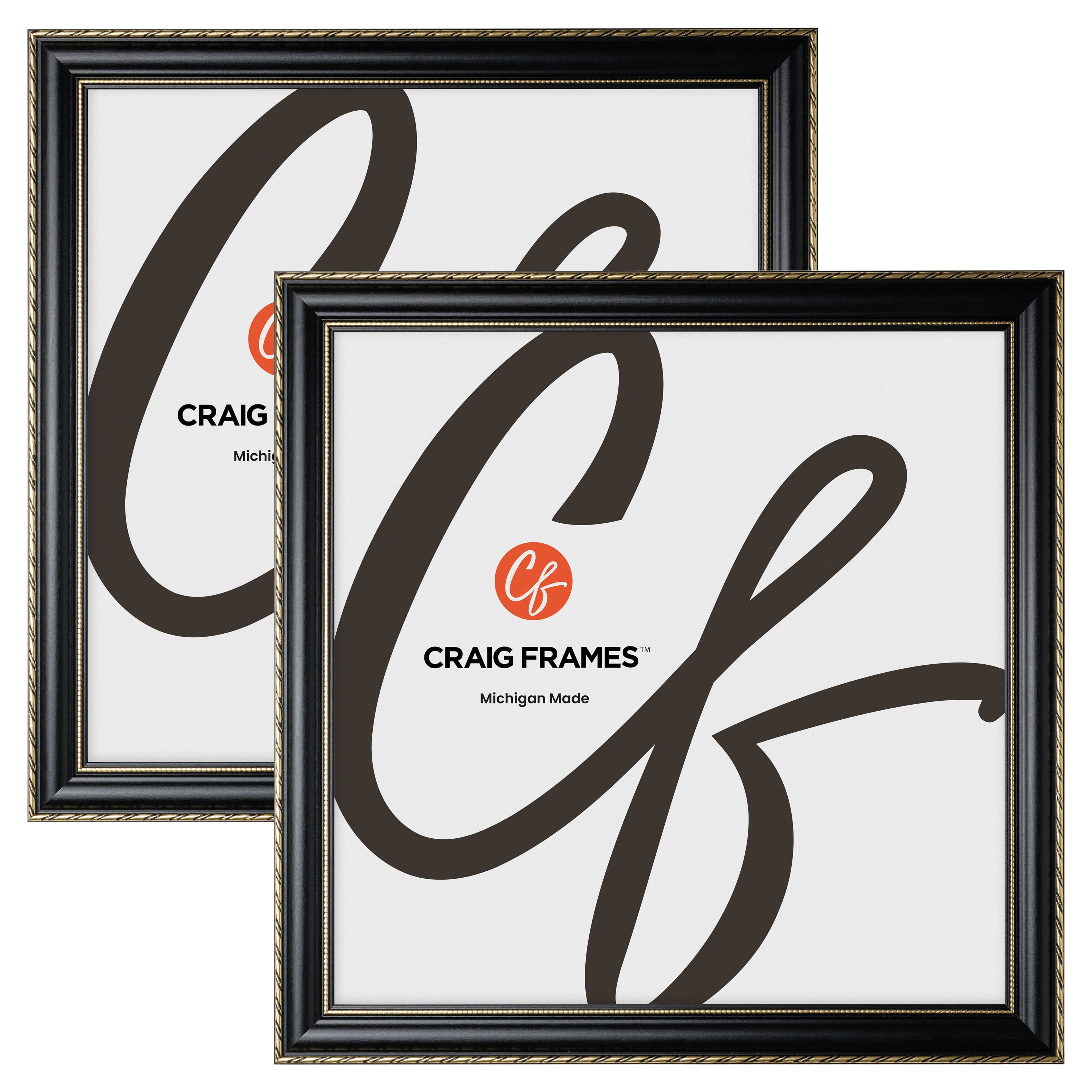 Craig Frames Victoria, 18x18 inch Picture Frame, Ornate Black and Gold ...
