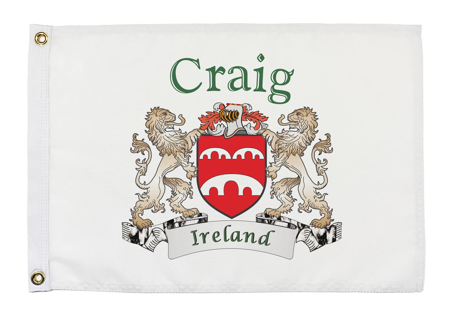 Craig Irish Coat of Arms Small White Flag - 16"x10.5" inches - Walmart.com