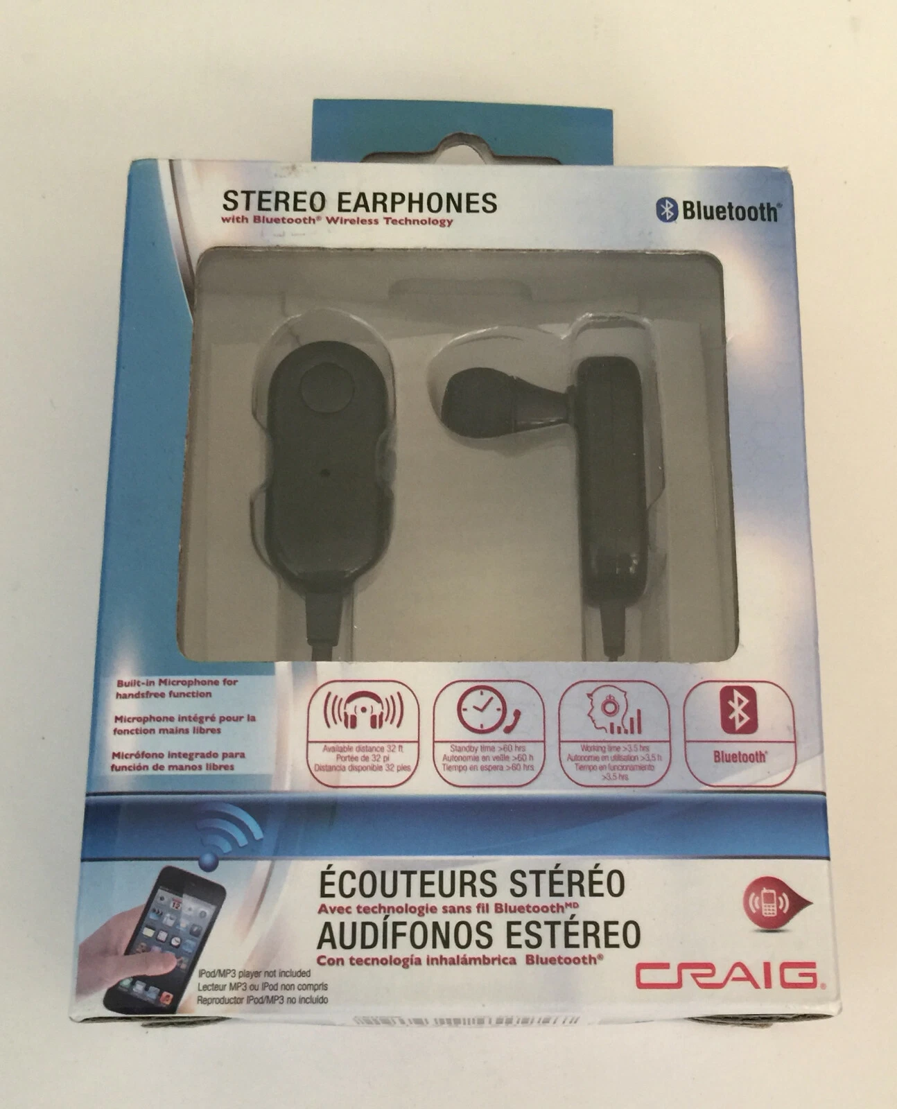 Craig Stereo Earphones W/ Bluetooth Wireless Technology - Sealed ...