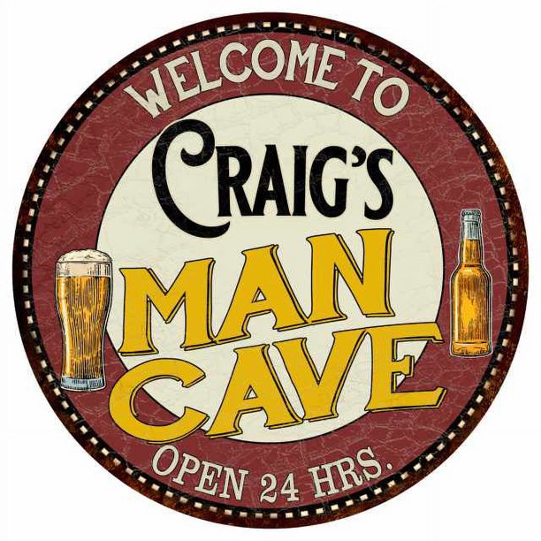 Craig's Man Cave 14" Round Metal Sign Kitchen Bar Wall Decor ...