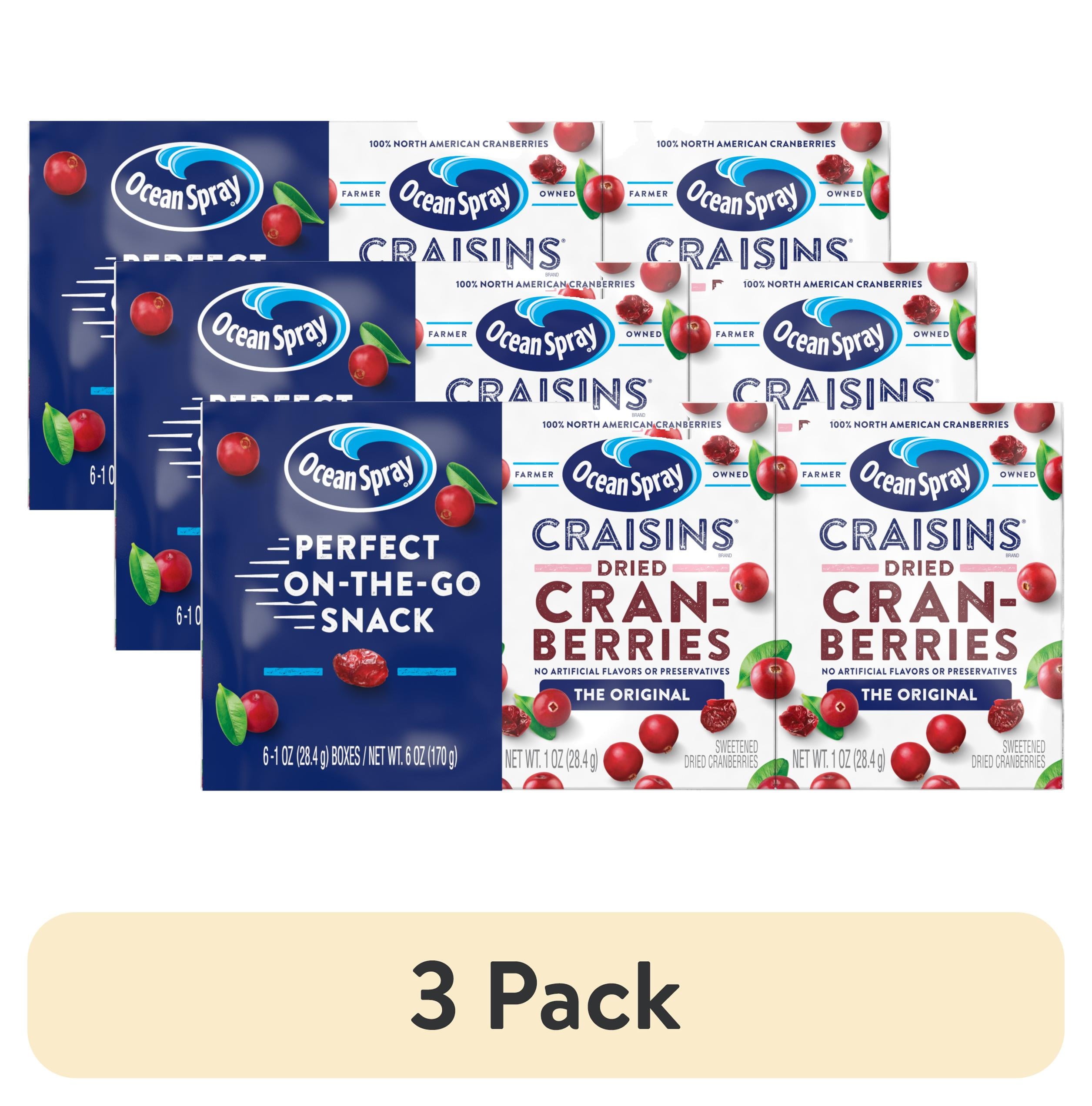 (3 pack) Ocean Spray® Craisins® Original Dried Cranberries, Dried Fruit ...