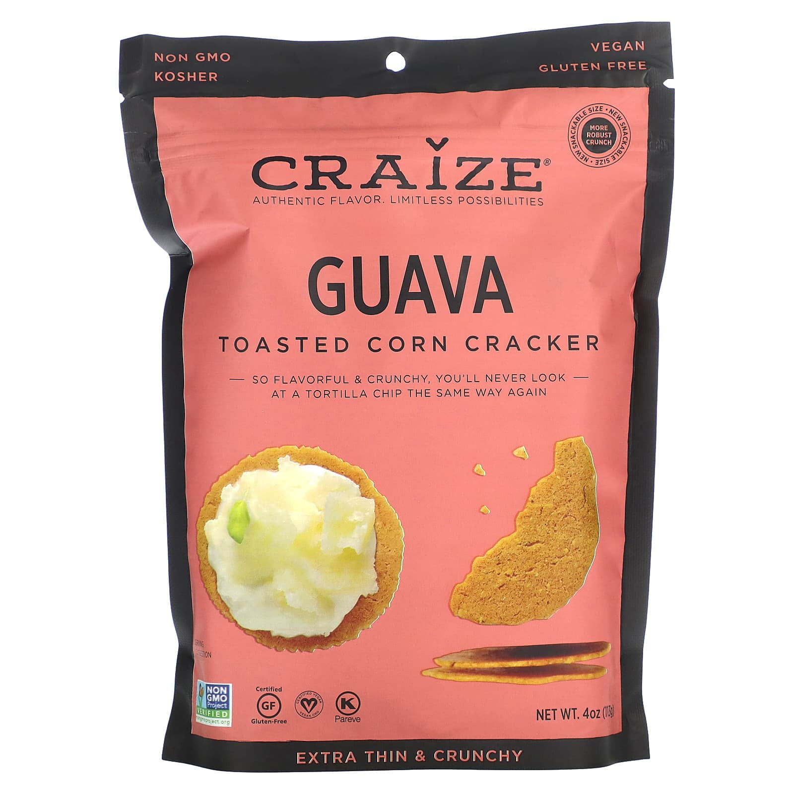 Craize, Toasted Corn Cracker, Guava, 4 oz (113 g) - Walmart.com