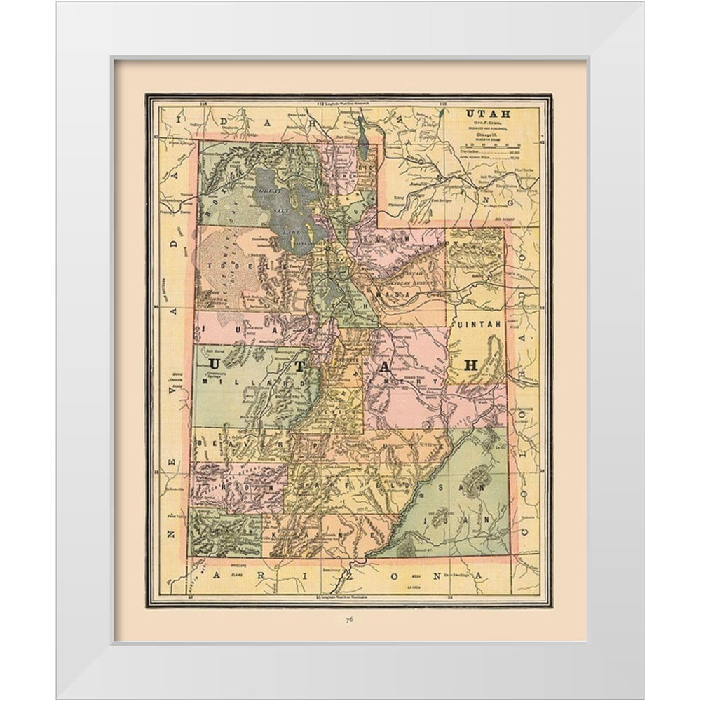 Cram 12x14 White Modern Wood Framed Museum Art Print Titled - Utah ...