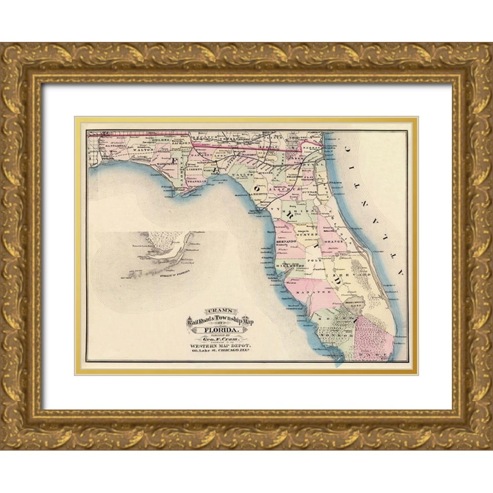 Cram 14x11 Gold Ornate Wood Framed with Double Matting Museum Art Print ...
