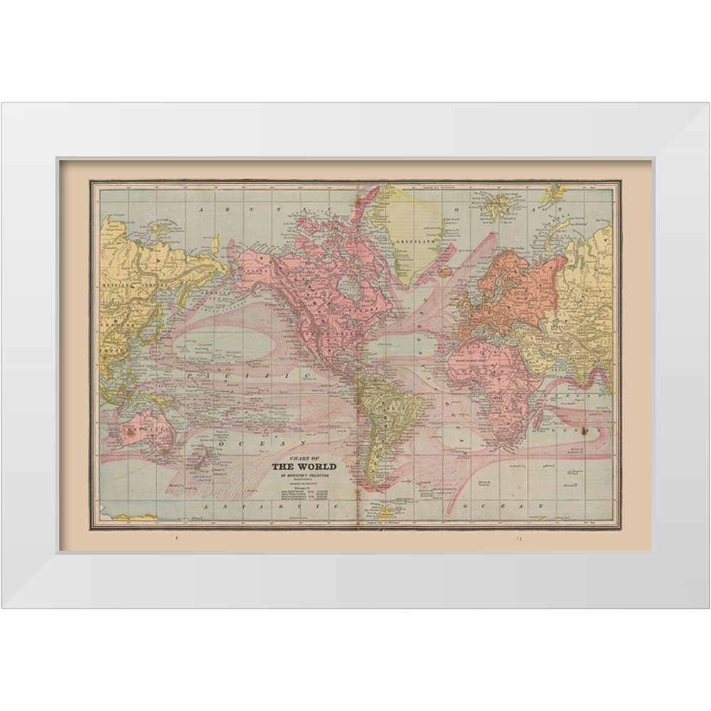 Cram 14x11 White Modern Wood Framed Museum Art Print Titled - Chart of ...