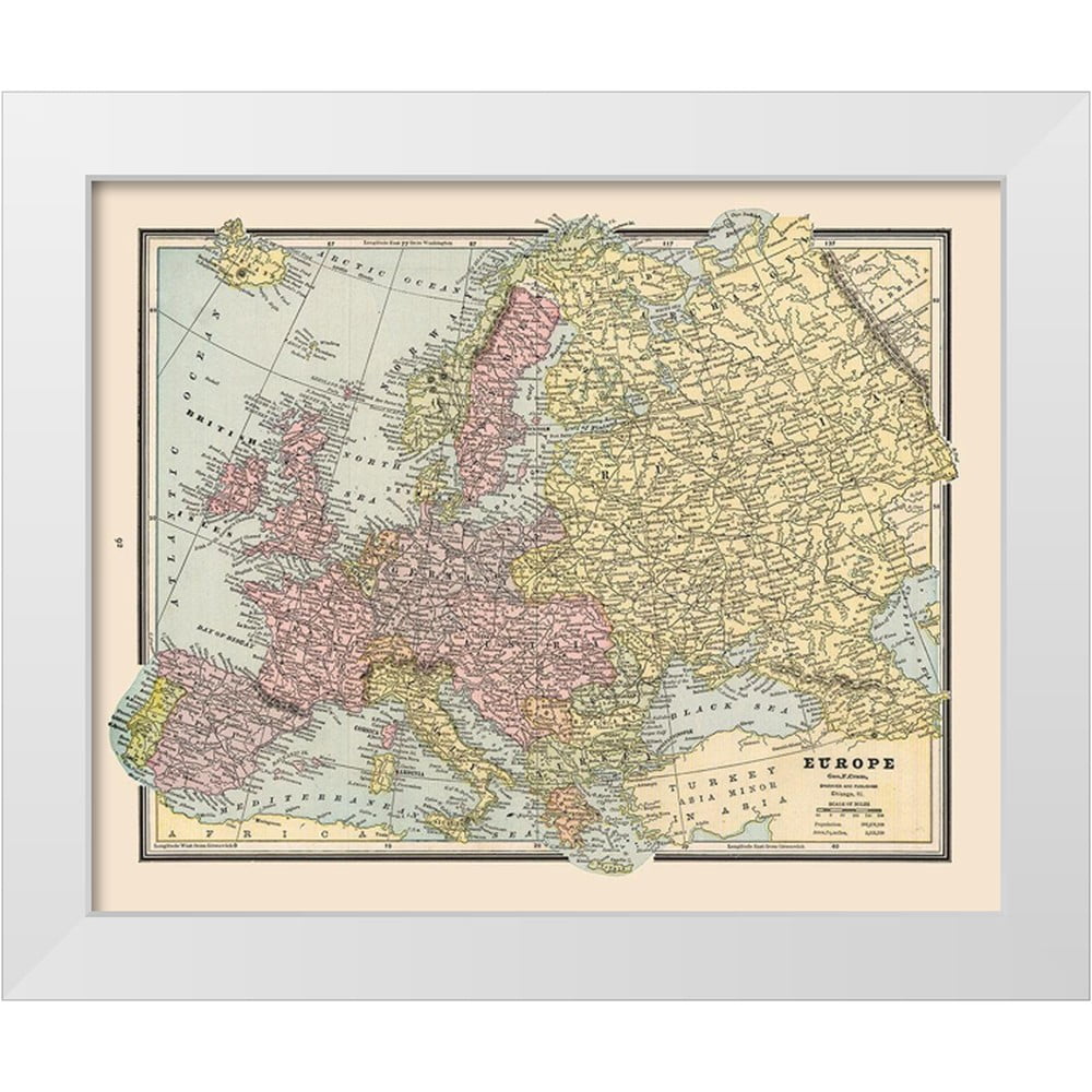 Cram 14x12 White Modern Wood Framed Museum Art Print Titled - Europe ...
