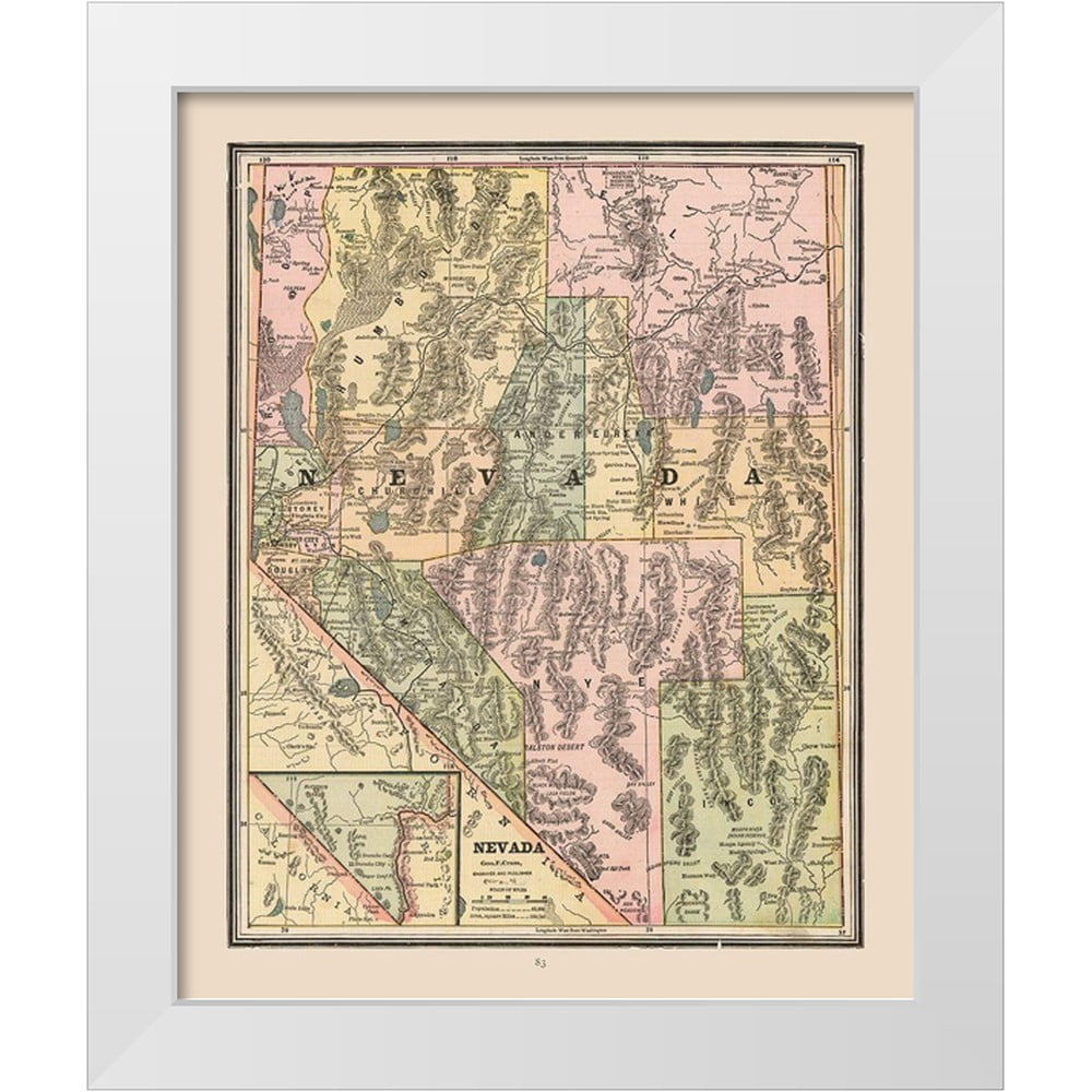 Cram 15x18 White Modern Wood Framed Museum Art Print Titled - Nevada ...
