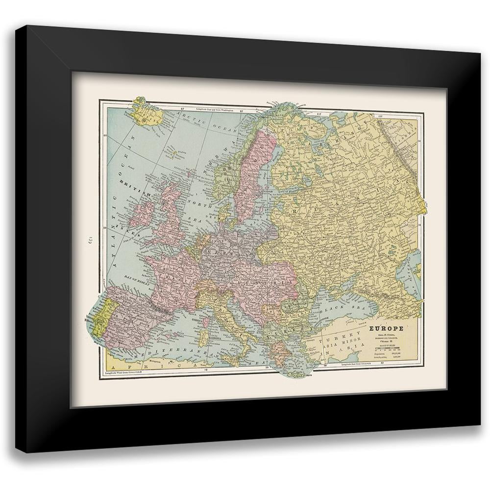 Cram 17x15 Black Modern Framed Museum Art Print Titled - Europe - Cram ...