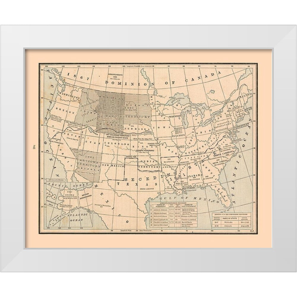 Cram 18x15 White Modern Wood Framed Museum Art Print Titled - United ...