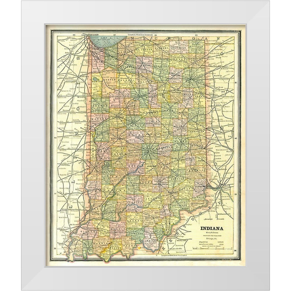 Cram 20x23 White Modern Wood Framed Museum Art Print Titled - Indiana ...