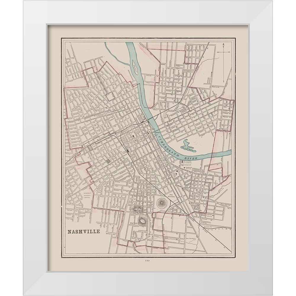 Cram 20x24 White Modern Wood Framed Museum Art Print Titled - Nashville ...